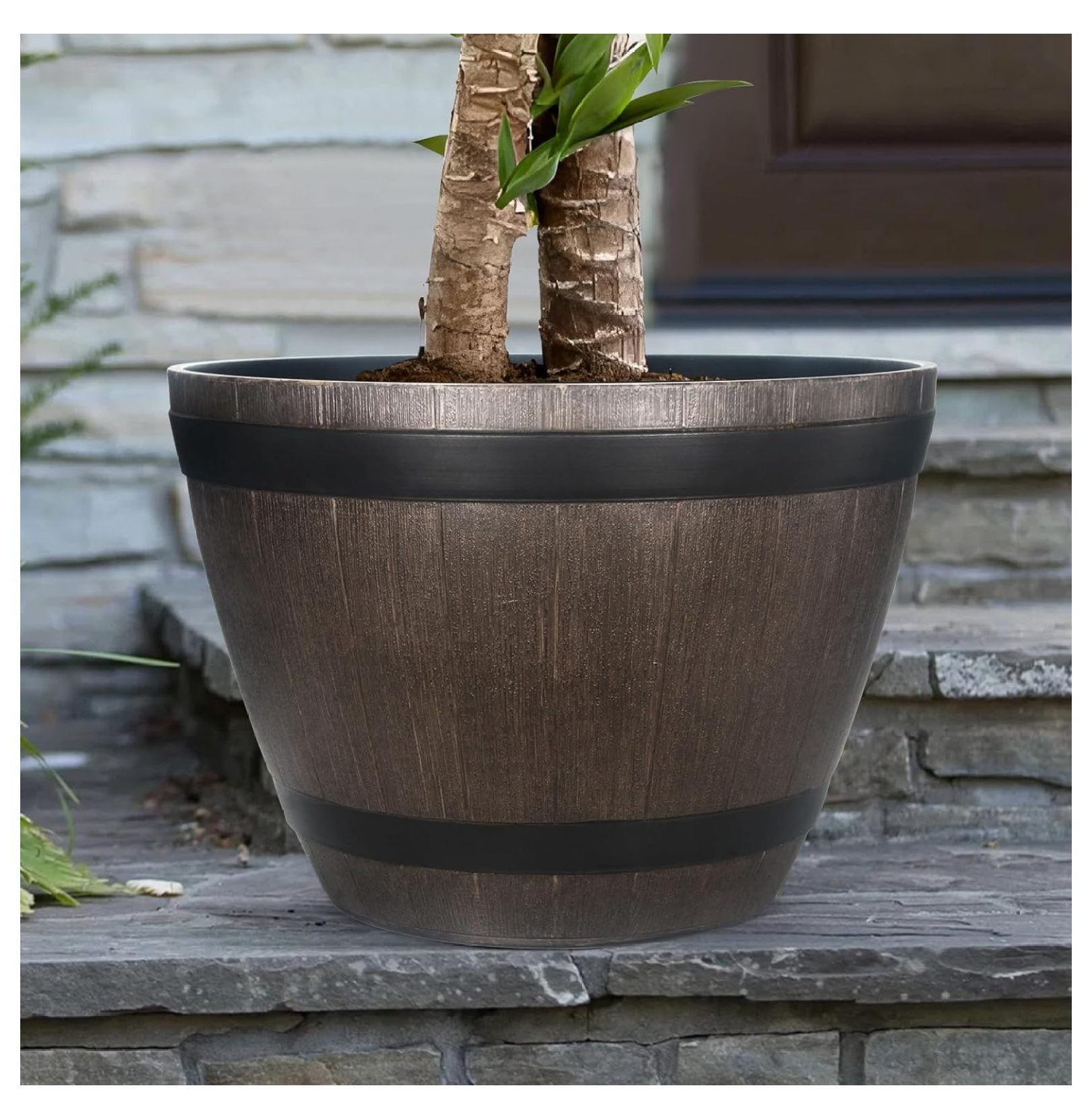 Large Whiskey Barrel Planter for Outdoor Plants - Flower Pots Garden ...