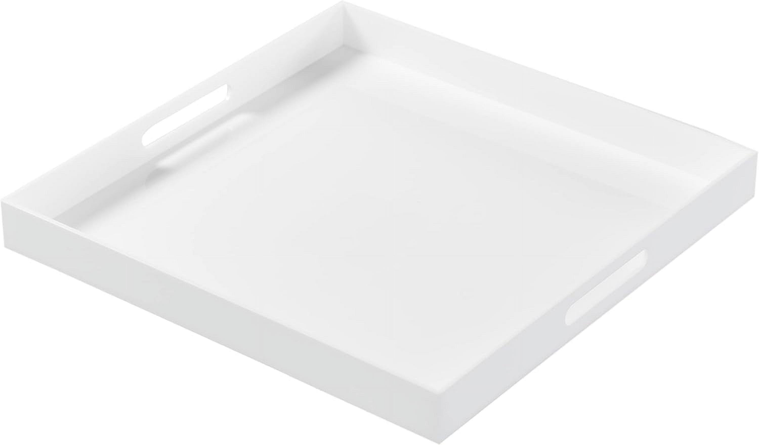Large White Acrylic Serving Tray with Handles-19x19x2 Inch Big Size ...