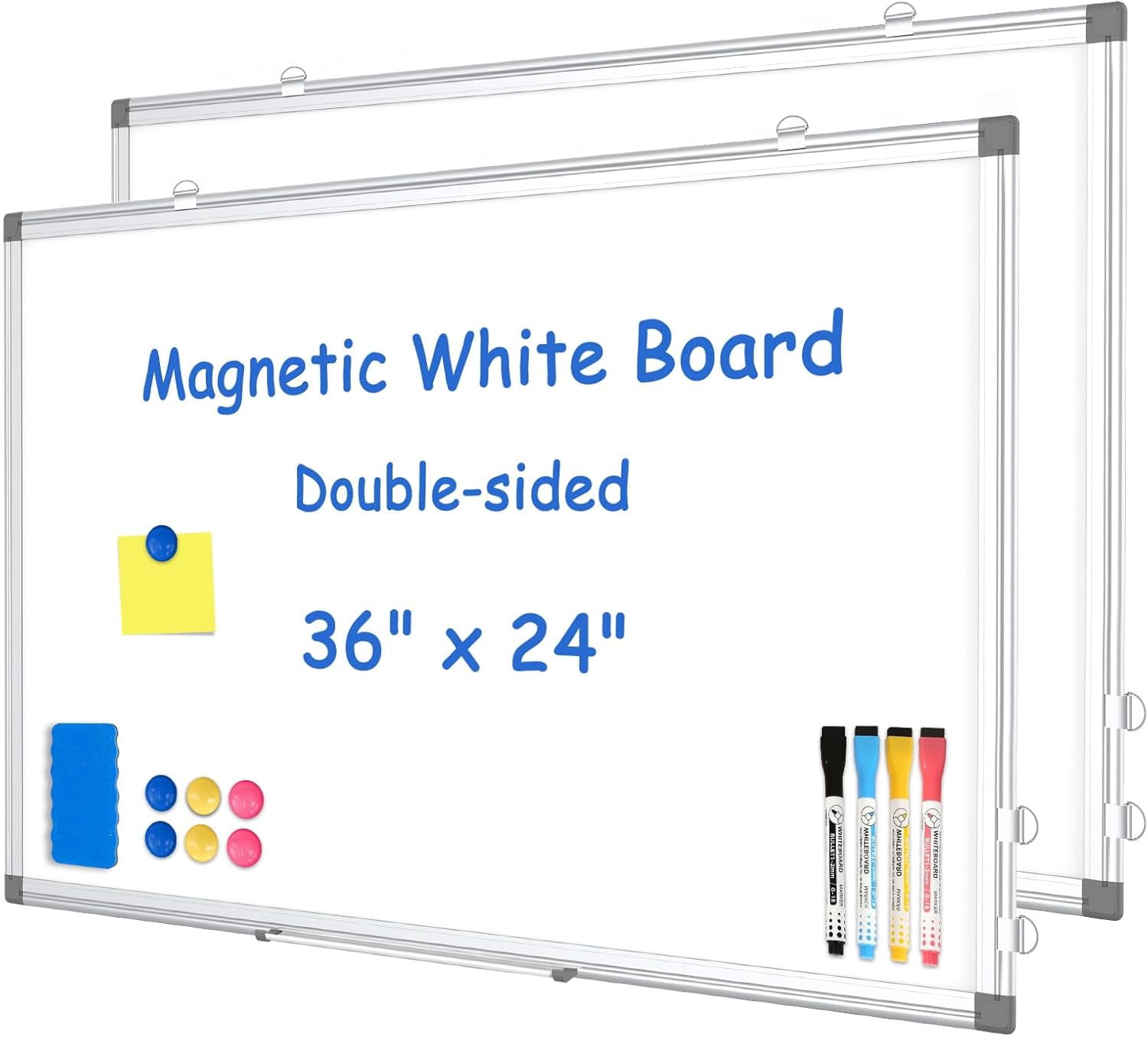 Large White Board, 60" x 40" Double-Sided Dry Erase Board Magnetic ...