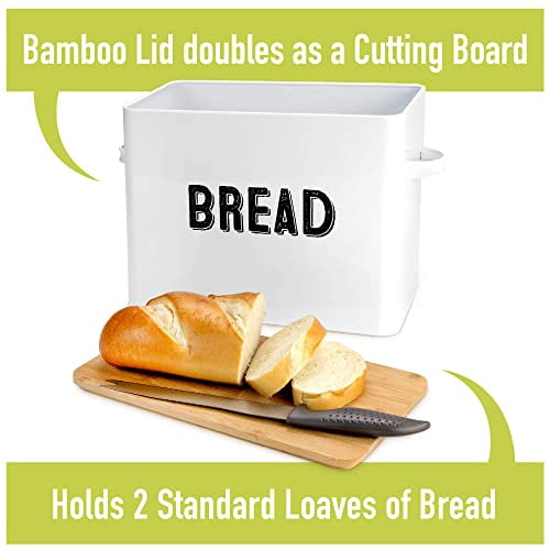 Large White Bread Box for Kitchen Countertop, Bread Storage Container ...
