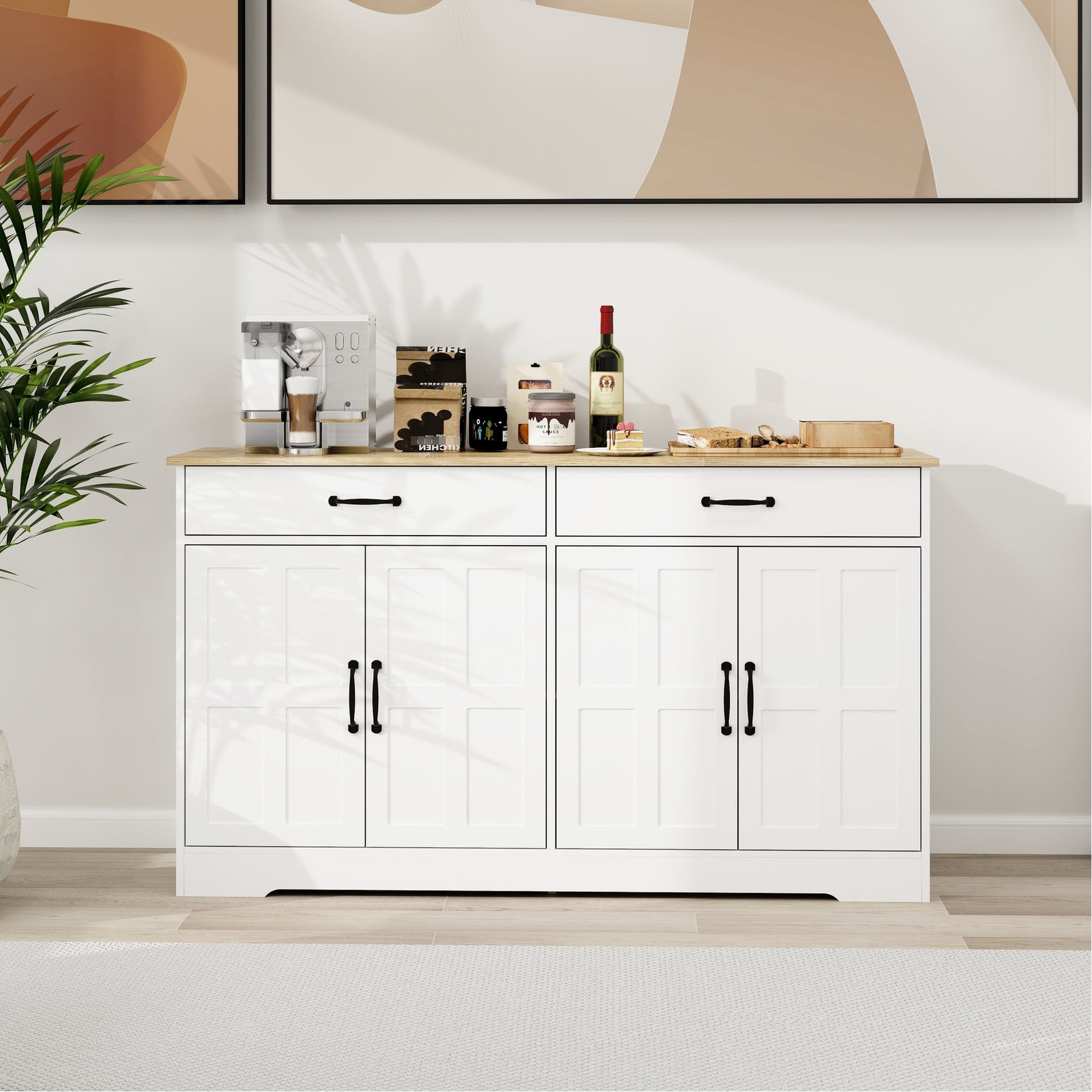 Large White Buffet Cabinet for Home | Works in Bedroom, Entryway, etc ...