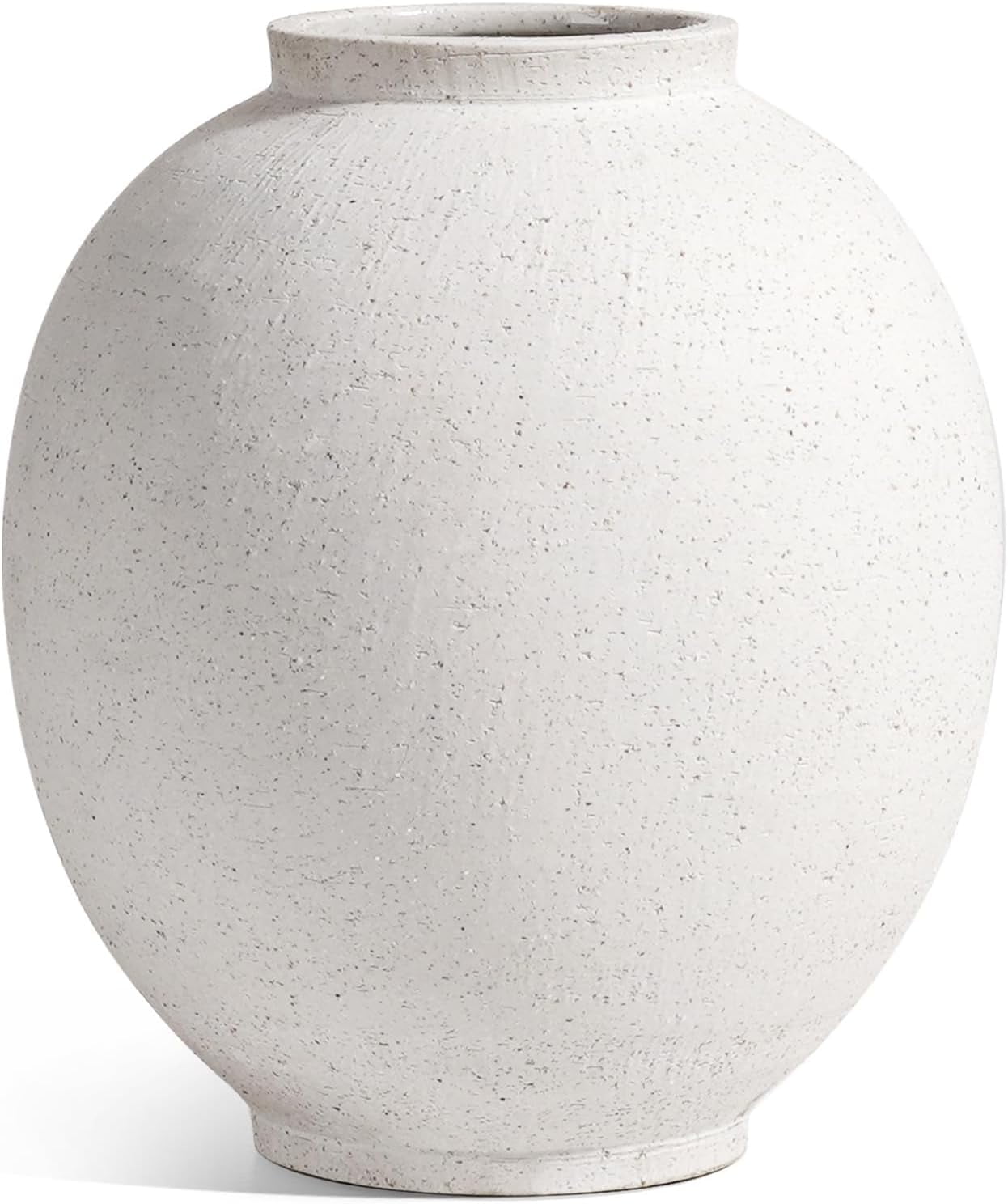 Large White Ceramic Vase - 9.8 Inch Rustic Farmhouse Vase for Home ...