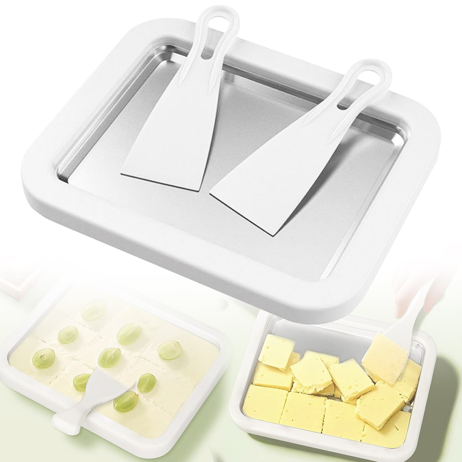 Large White DIY Rolled Ice Maker Kit - Stainless Homemade Ice Cream ...