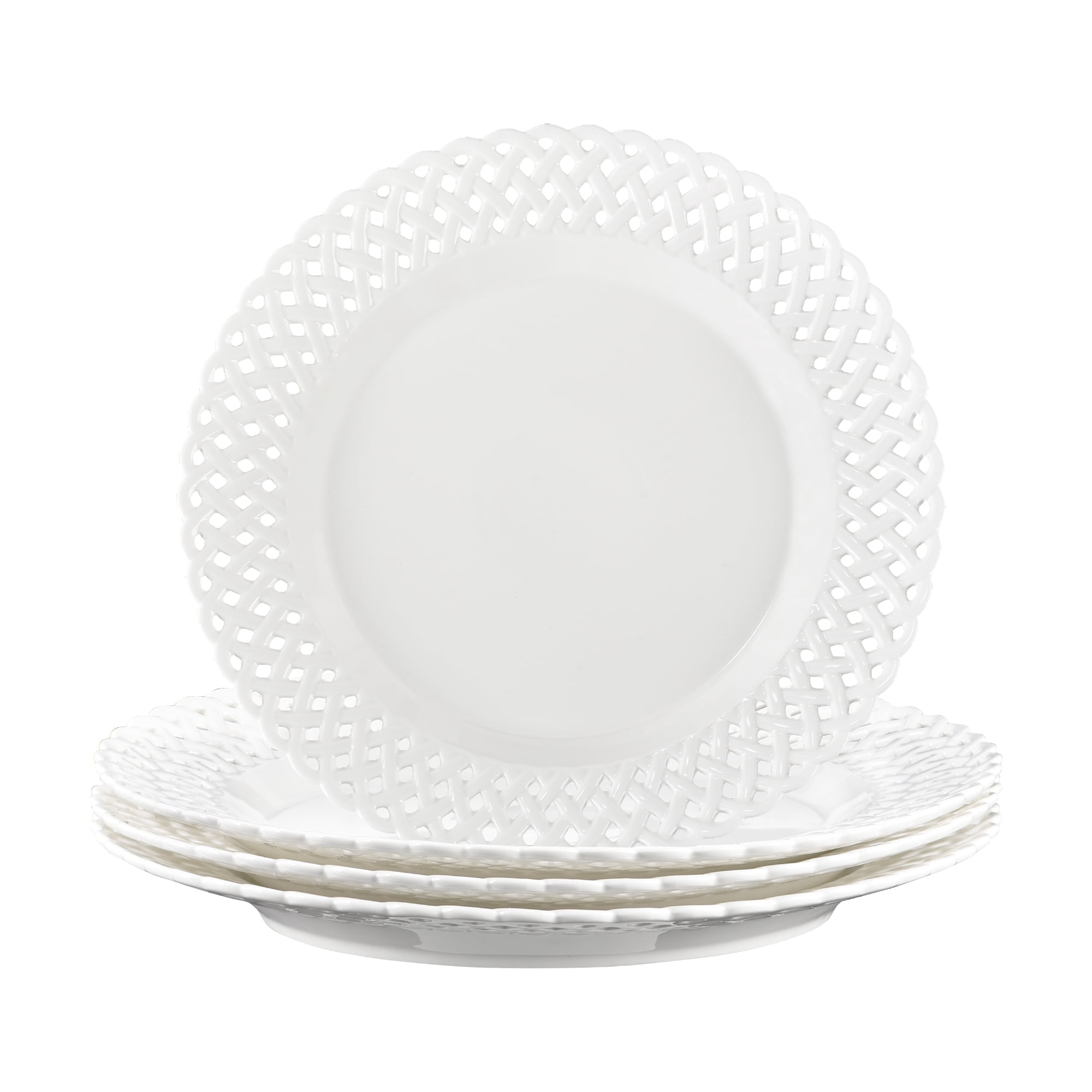 Large White Dinner Plates 12 inch, Ceramic Dinner Plates Set of 4 ...