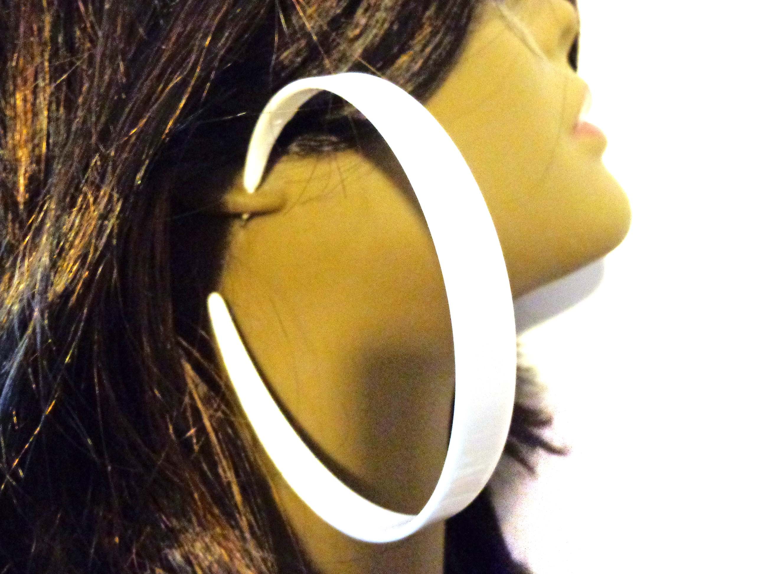 Large White Hoop Earrings 3 inch Hoop Earrings - Walmart.com