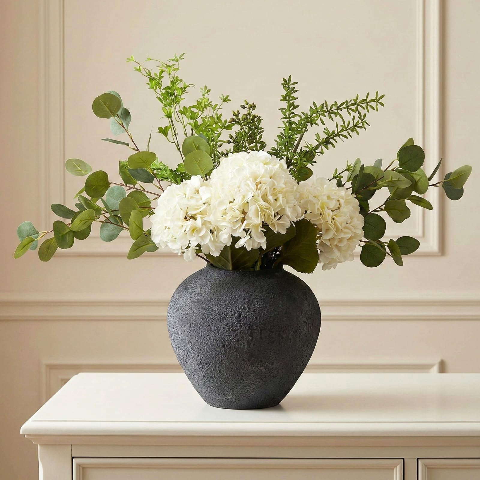 Large White Hydrangea Artificial Flower Arrangement 30 Inch Tall Table ...