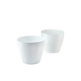 Large White Modern Metal Cachepot - 6.5" Diameter & 5.5" Tall, Set of 2 ...