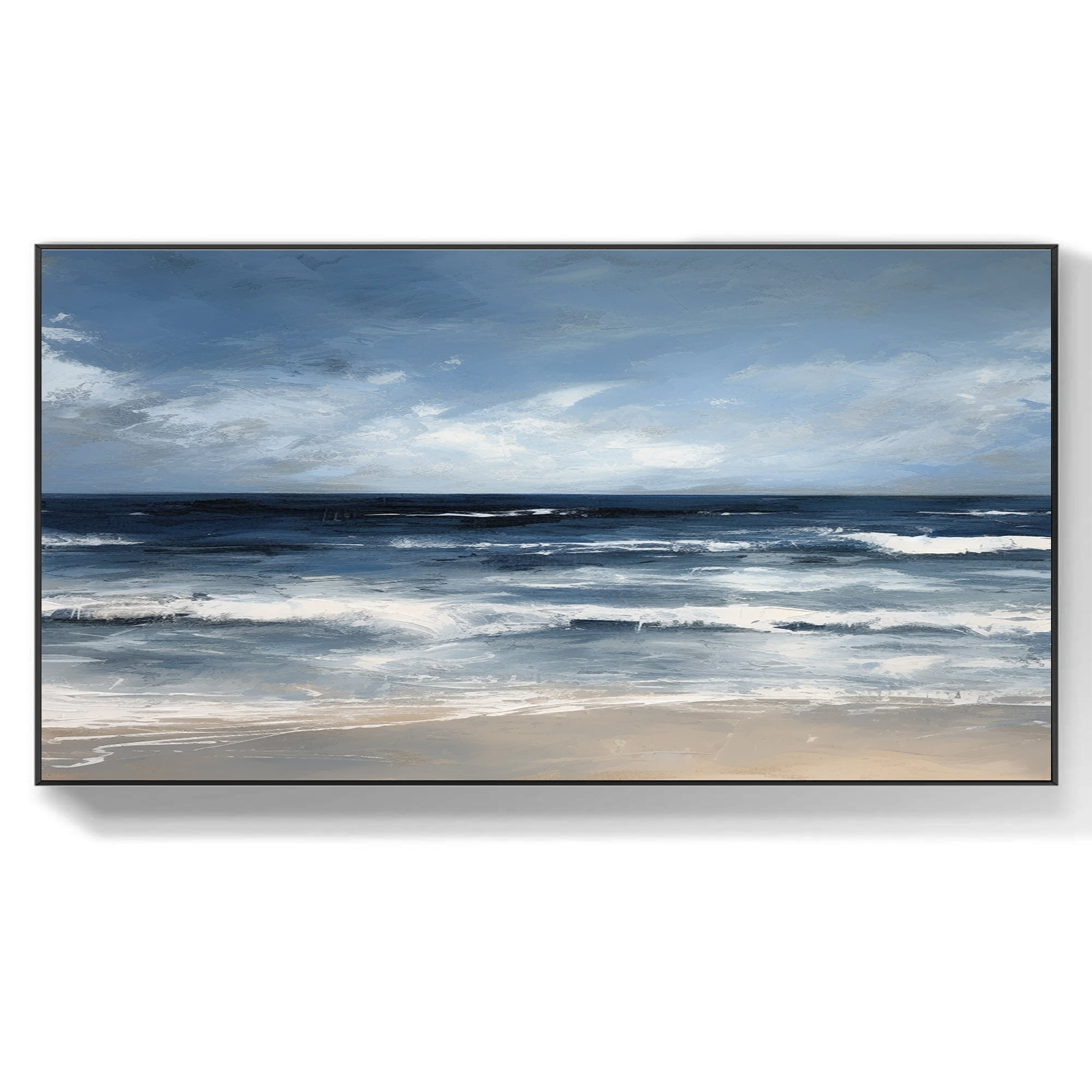 Large White Ocean Wave Abstract Oil Painting Blue Ocean Minimalist ...