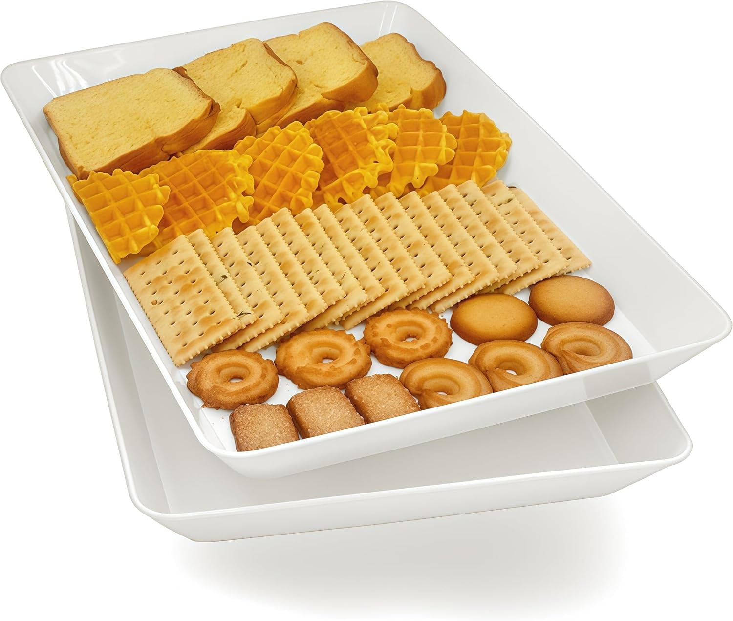 Large White Serving Trays, 2-Piece BPA-Free Plastic Platters for Fruits ...