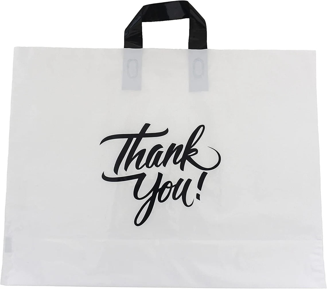 Large White Thank You Merchandise Bag with Loop Handle, Female Boutique ...