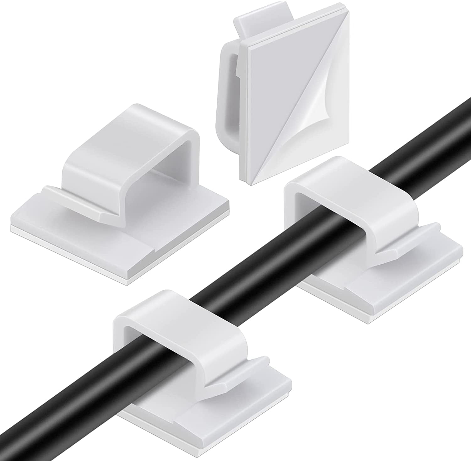 Large White Wire Clips Adhesive, 100PCS Self Adhesive Cable Clips, Cord ...