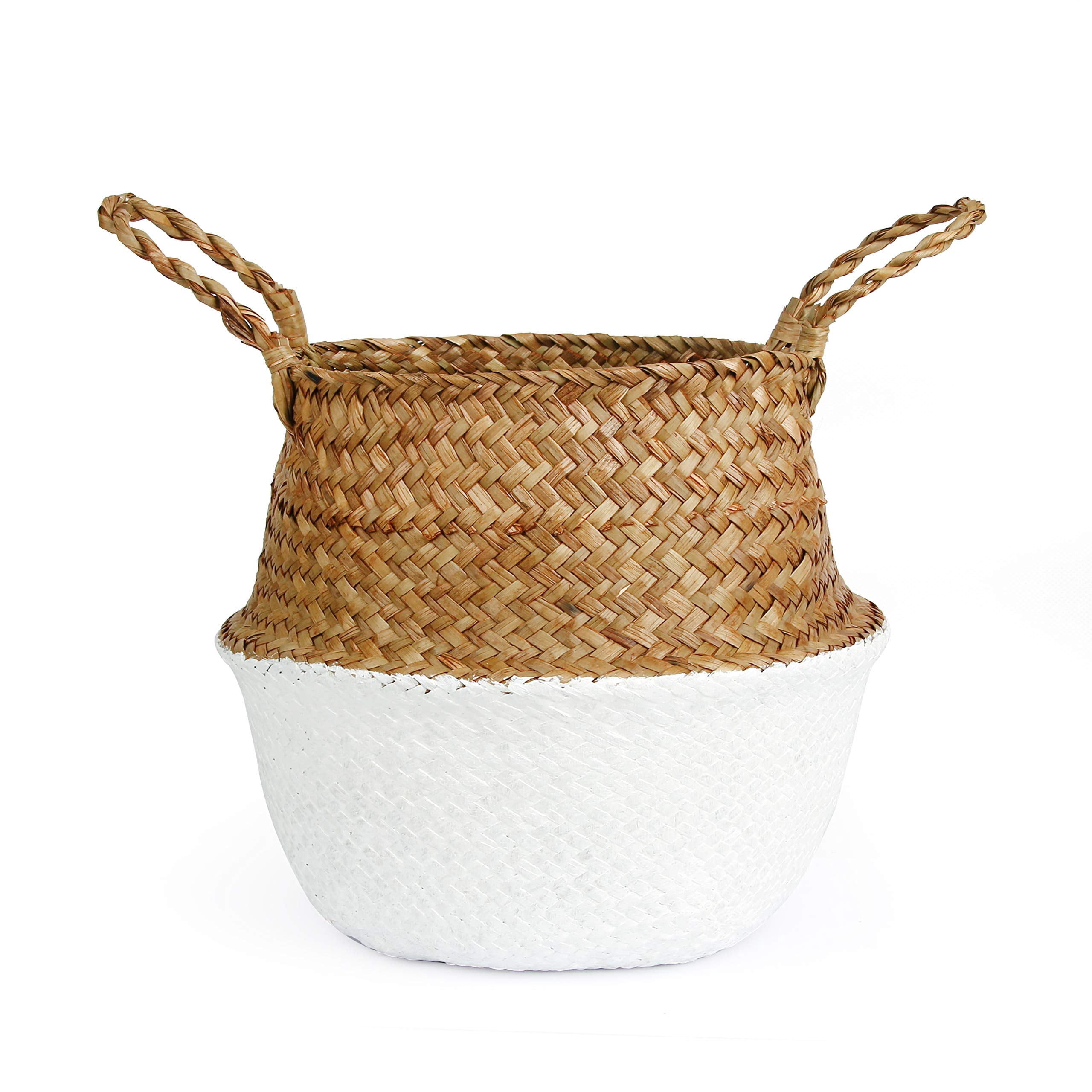 Large White Woven Seagrass Basket For Storage, Laundry, Picnic, Plant ...