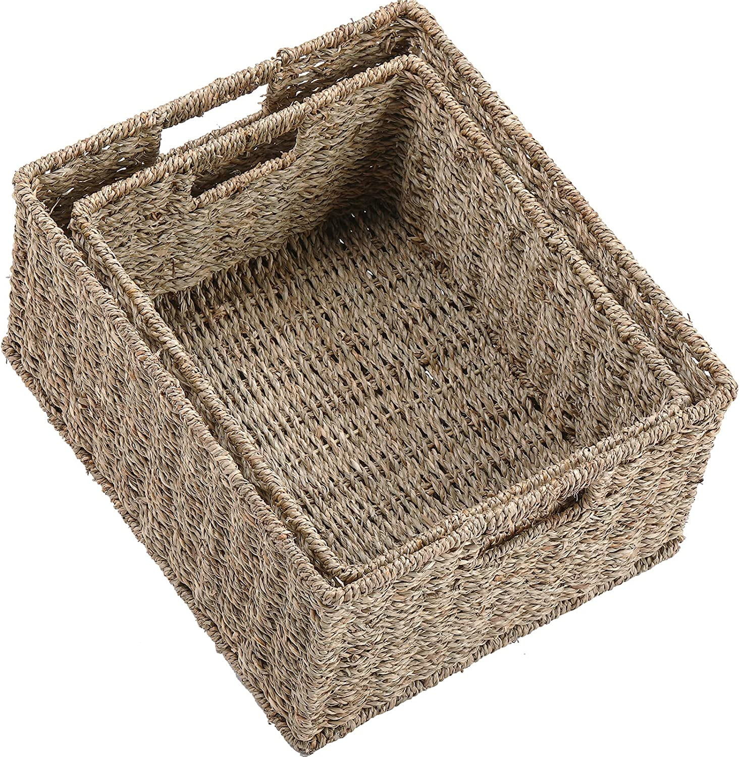 Large Wicker Baskets for Storage, Seagrass Baskets with Dual Handles ...