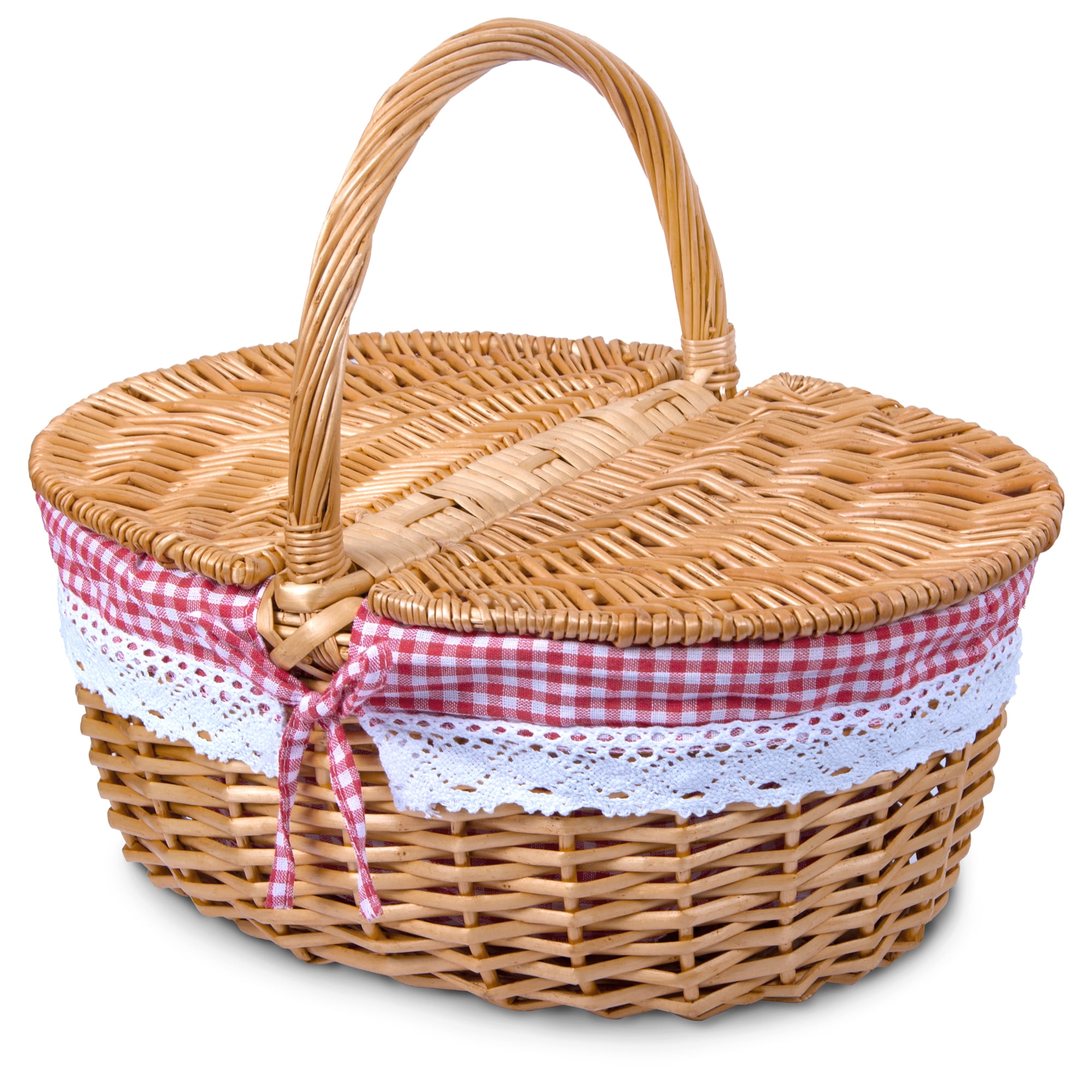 Walmart Large Wicker Picnic Basket with Sturdy Woven Body, Lid, Handle ...