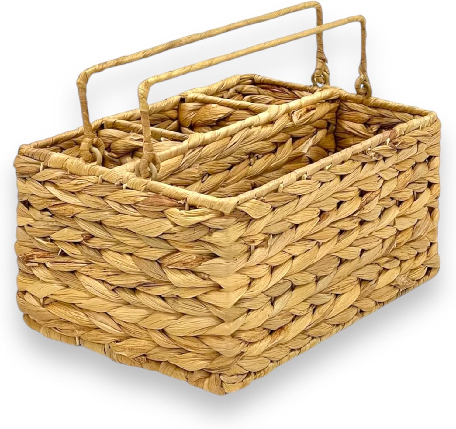 Large Wicker Utensil Caddy Carrier | Water hyacinth Woven Condiment ...