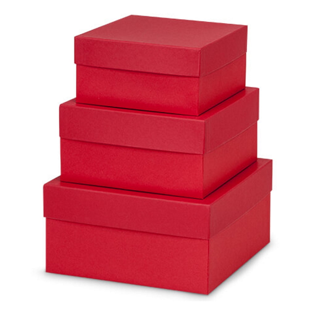Large Wild Cherry Red Nested Boxes - 3 Piece Set - 1 Set (NB3LWCR1 ...