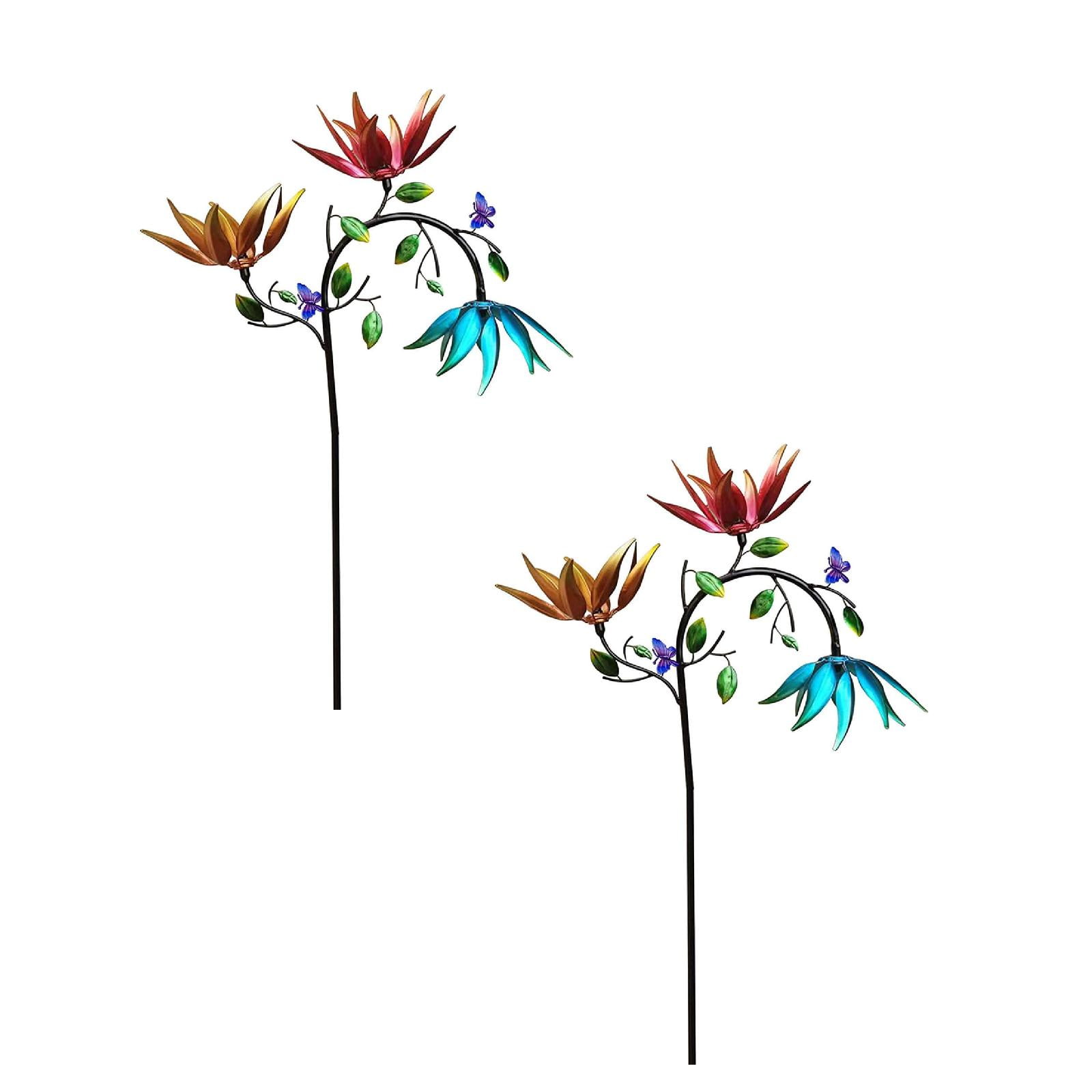 Large Wind Wind With Metal With Three Flowers And Butterflies Windmill ...