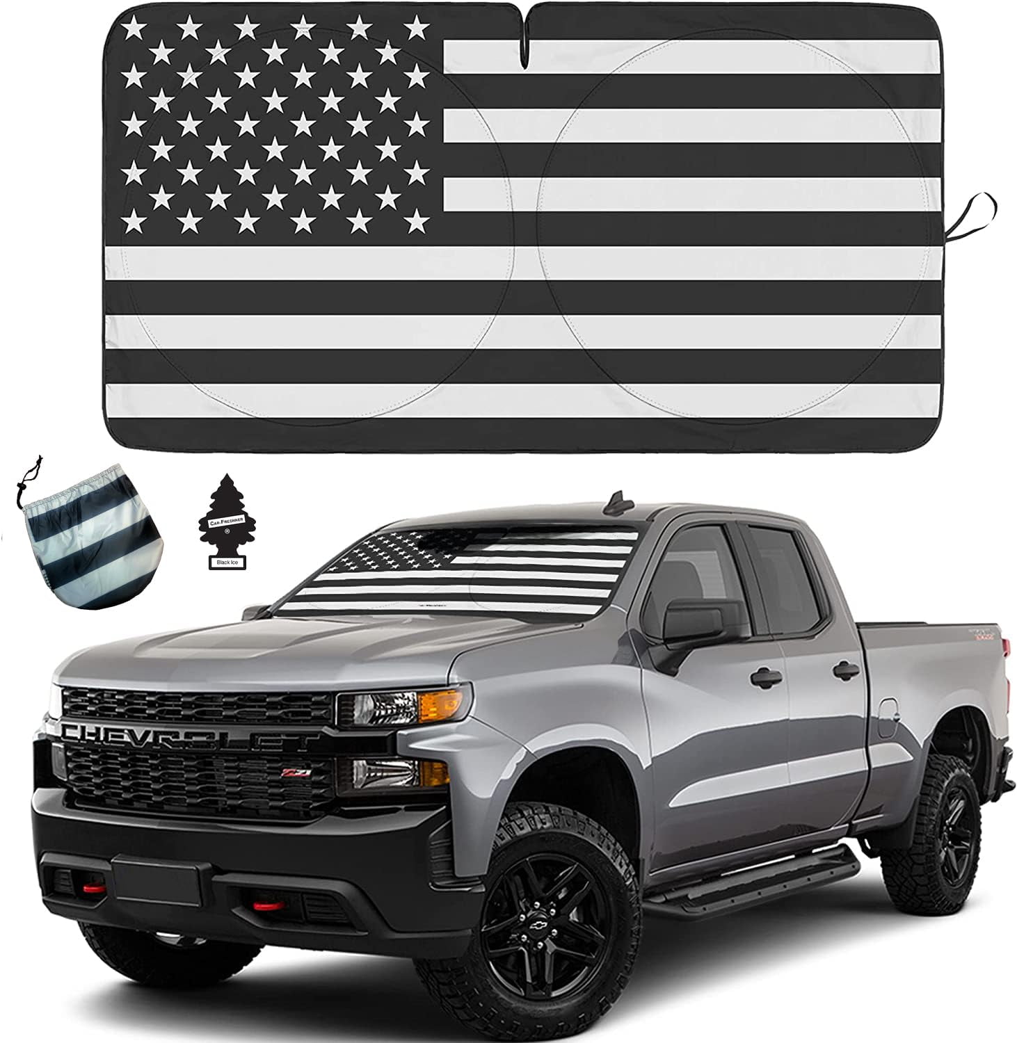Large Windshield Popups Sun Shade American Flag Design - Foldable Car ...