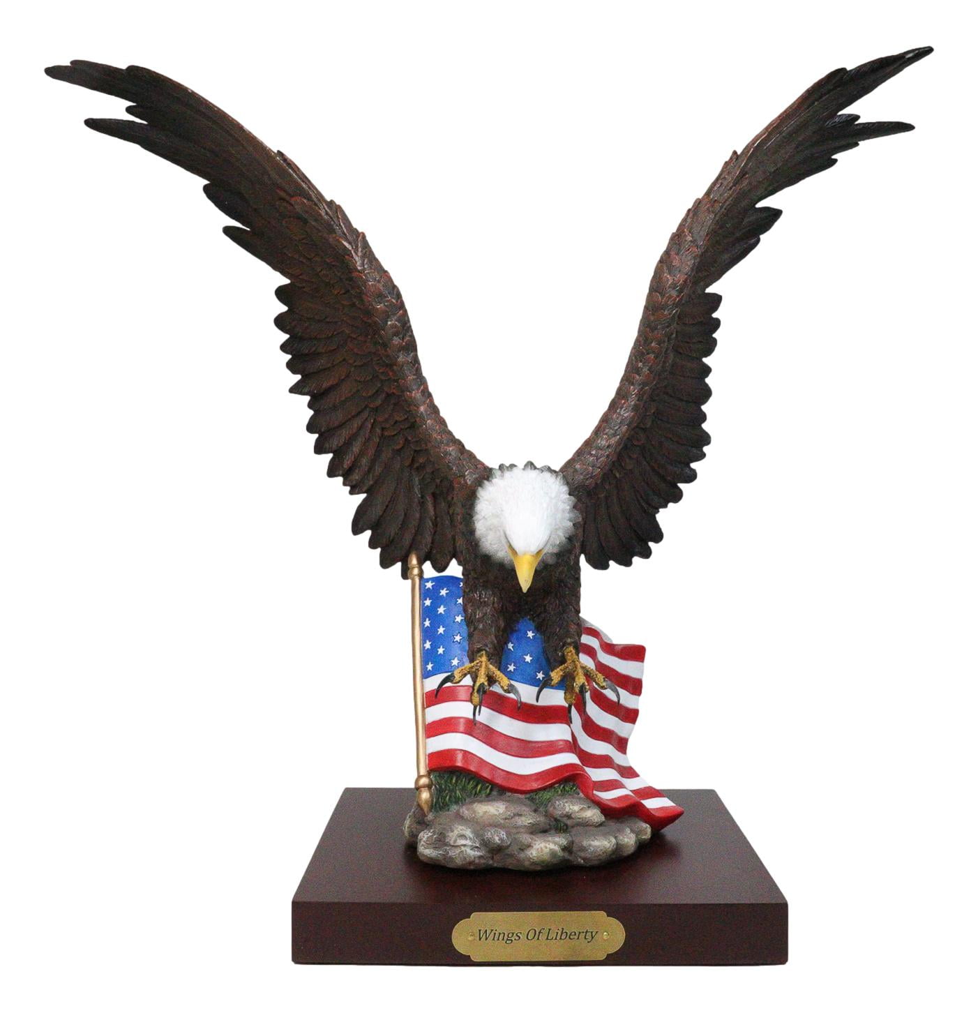 Large Wings Of Liberty Bald Eagle Flying Over American Flag Statue With ...