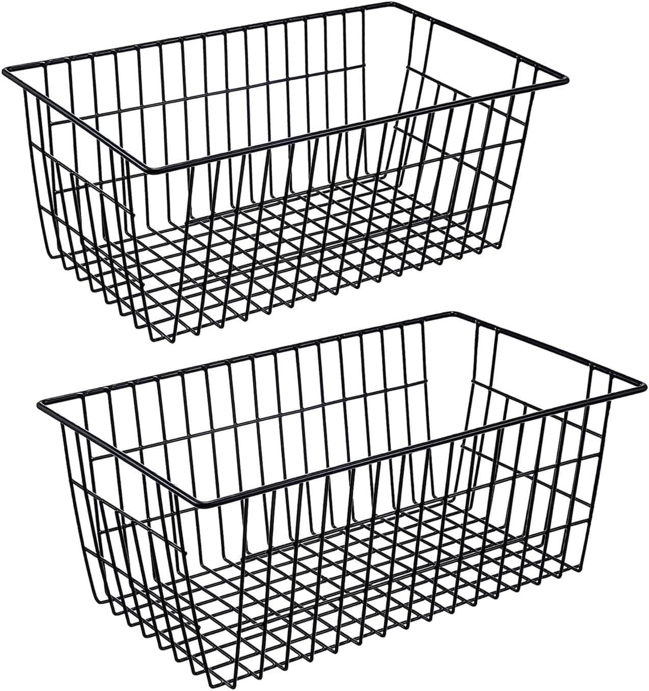 Large Wire Storage Basket - 2Pack Premium Metal Storage Organizer ...