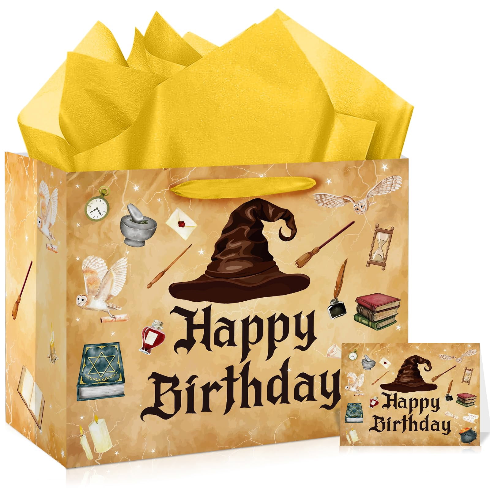 Large Wizard BirthdayITSC Gift Bag with Tissue Paper and Card Magical ...