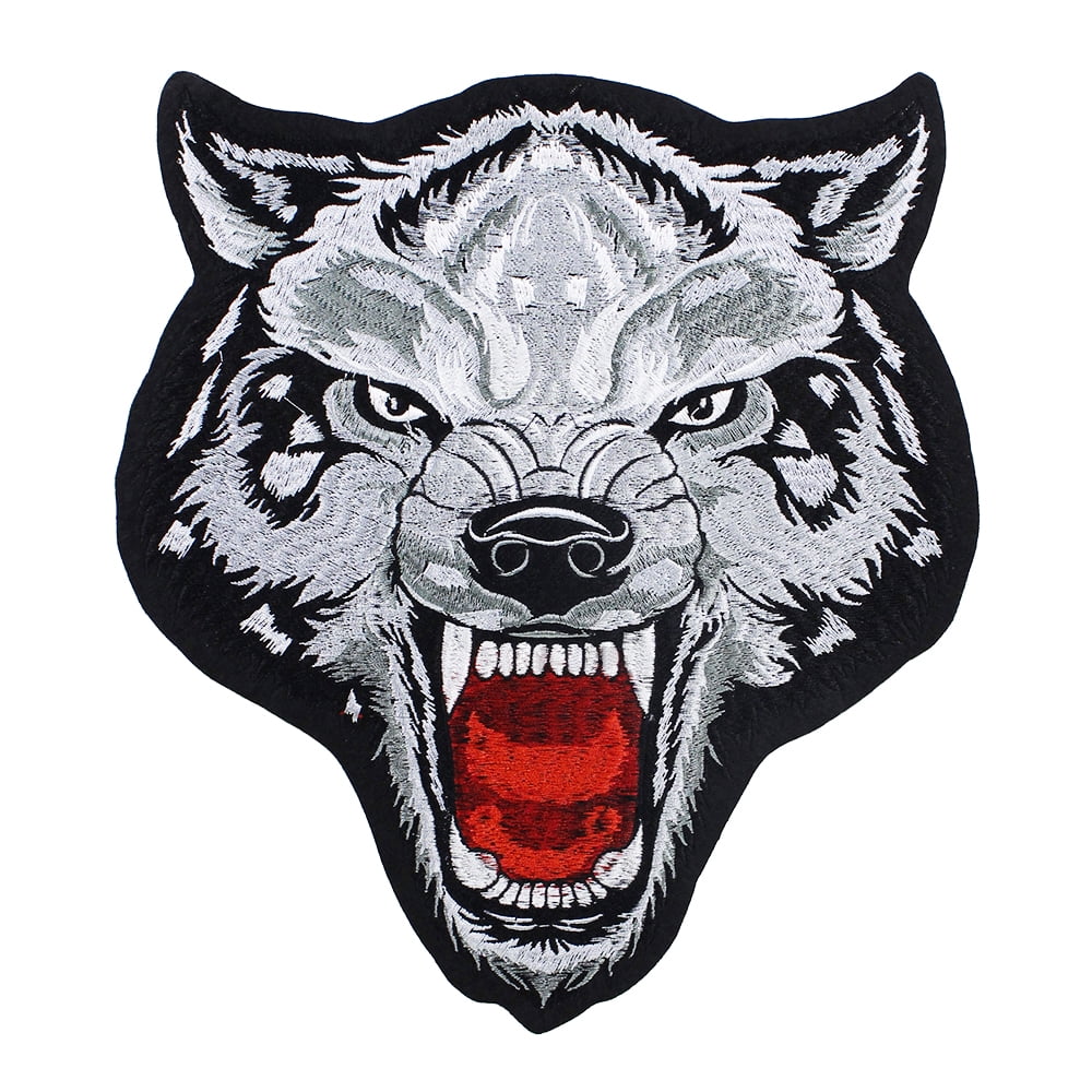 Large Wolf Head Patches Embroidery Fabric Patches for Jacket Applique ...