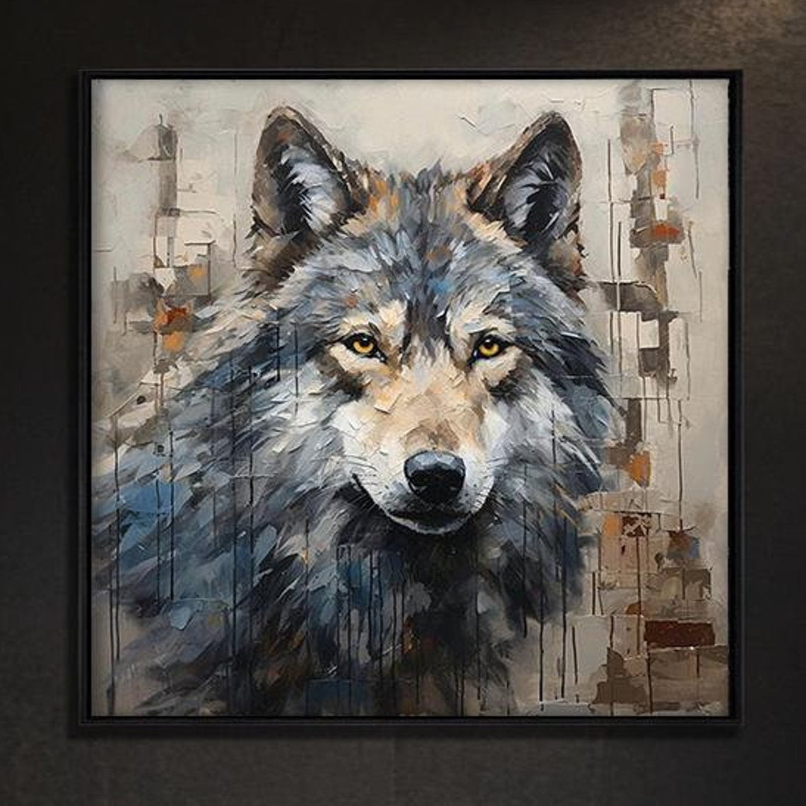 Large Wolf Portrait Painting, Wolf Portraitwolf Portrait Acrylic ...