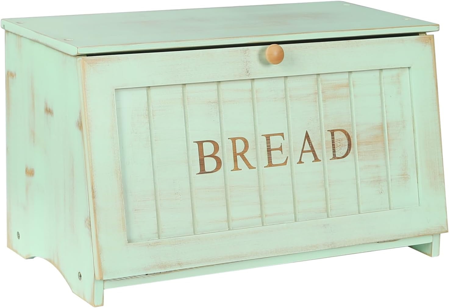 Large Wood Bread Box for Kitchen Counter, Retro Design Single Layer ...