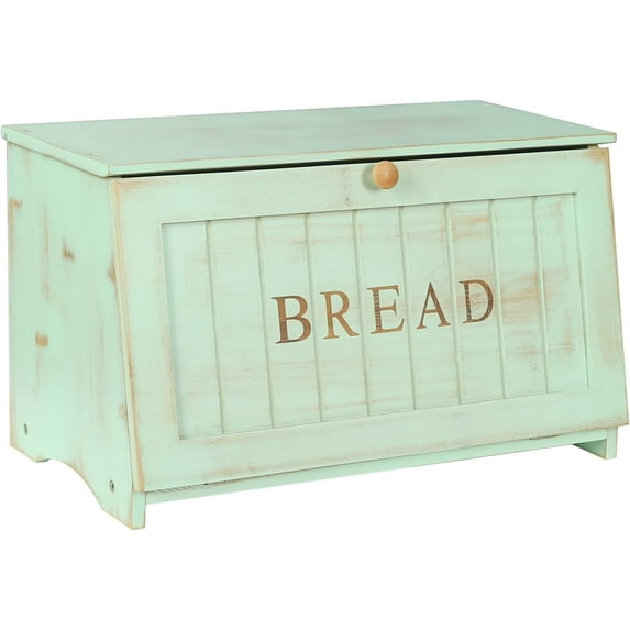 Large Wood Bread Box for Kitchen Counter, Retro Design Single Layer ...