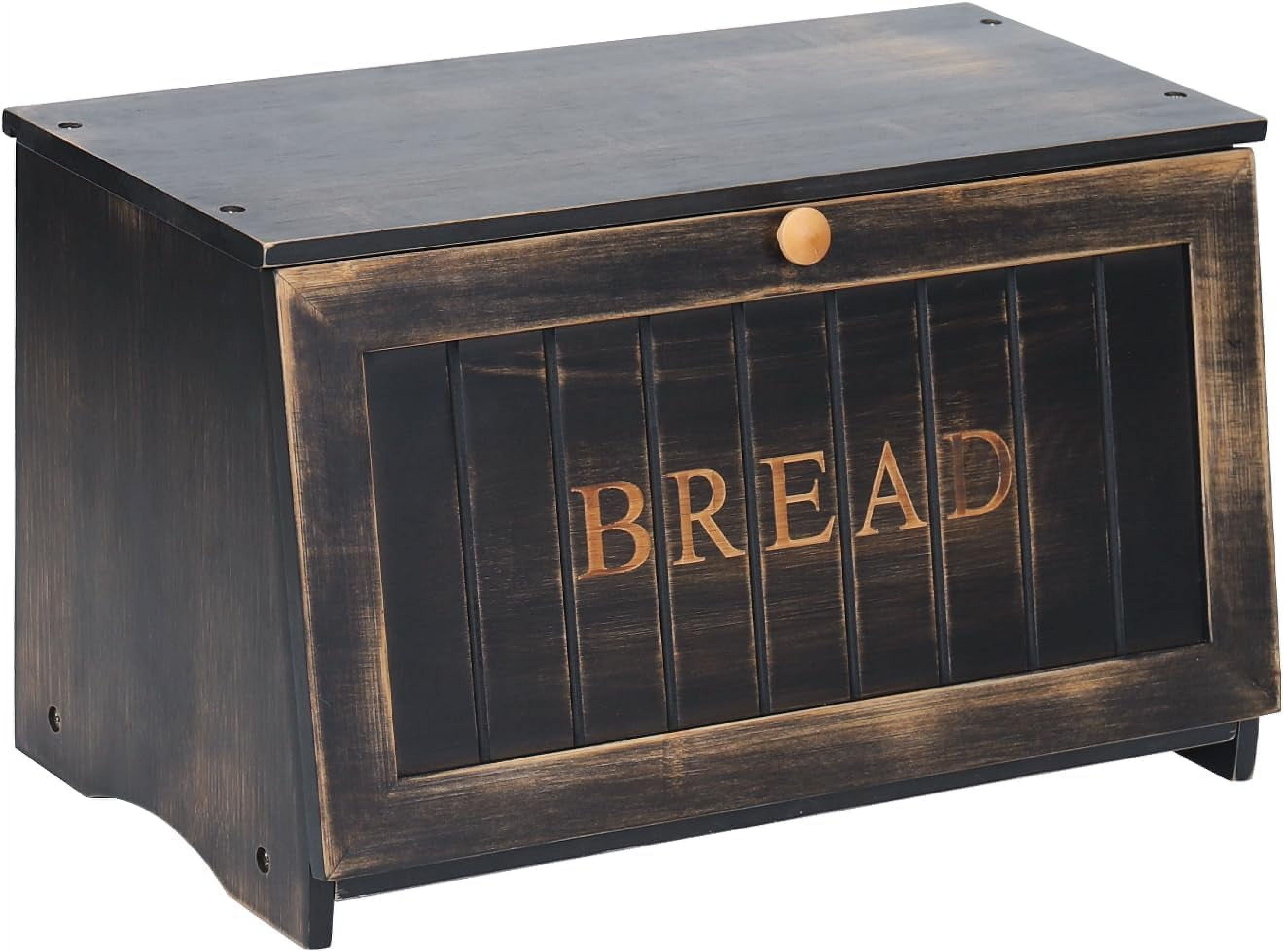 Vintage Large Wood Bread Box for Kitchen Counter, Retro Design Single ...