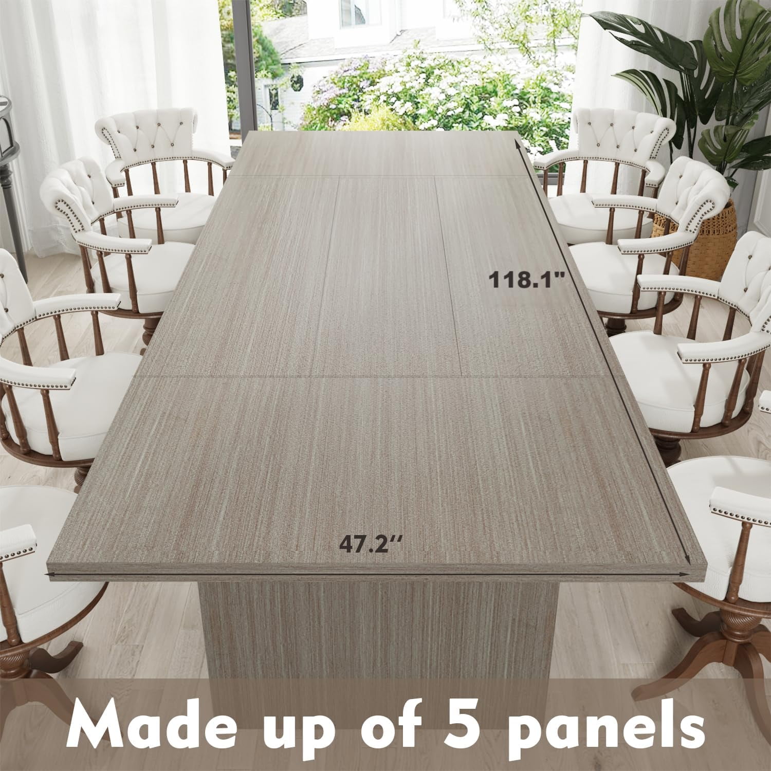 Large Wood Dining Table for 8-10, 118 Inch Rectangular Kitchen Table ...