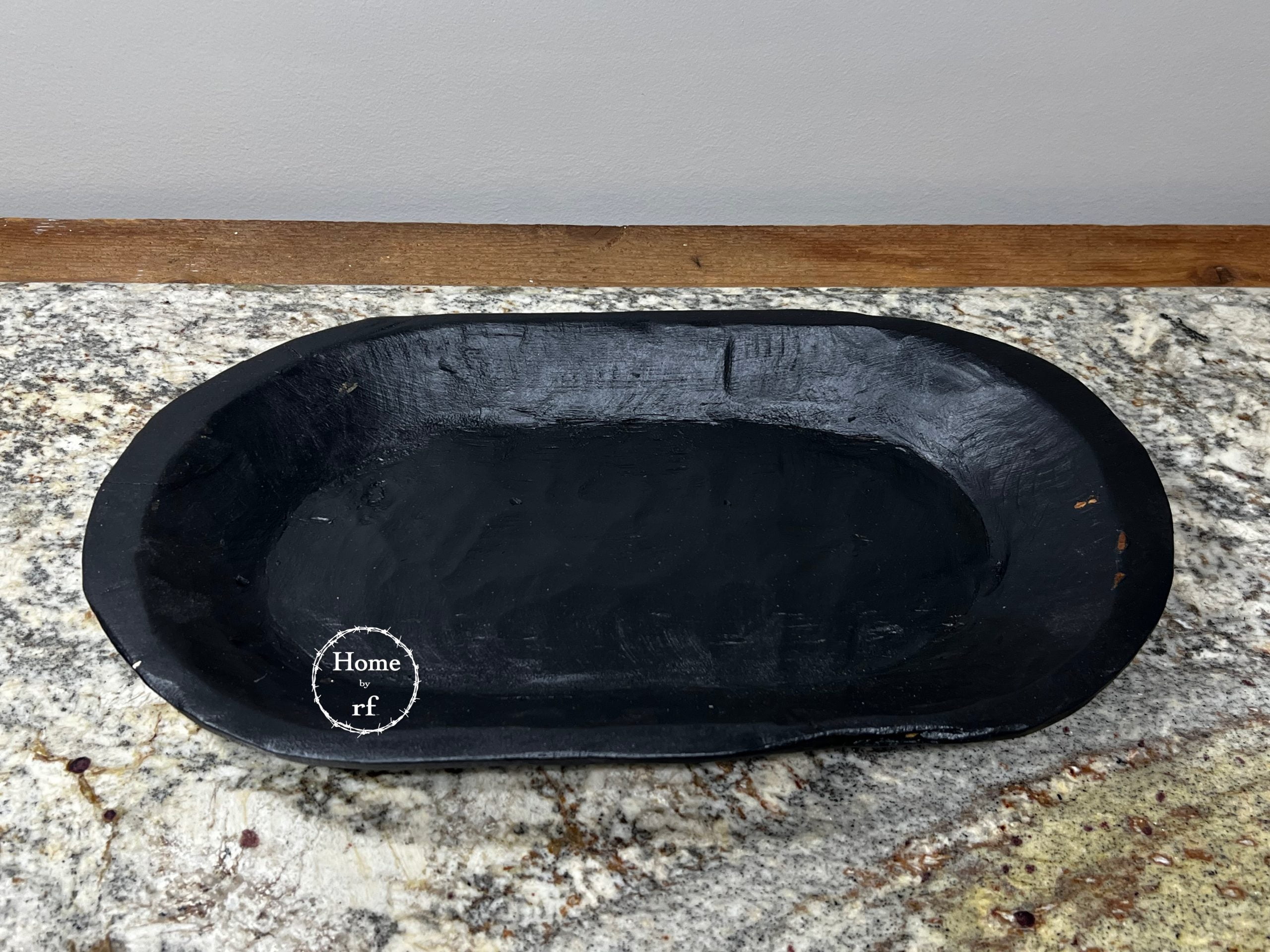 Large Wood Dough Bowl - Black - Walmart.com