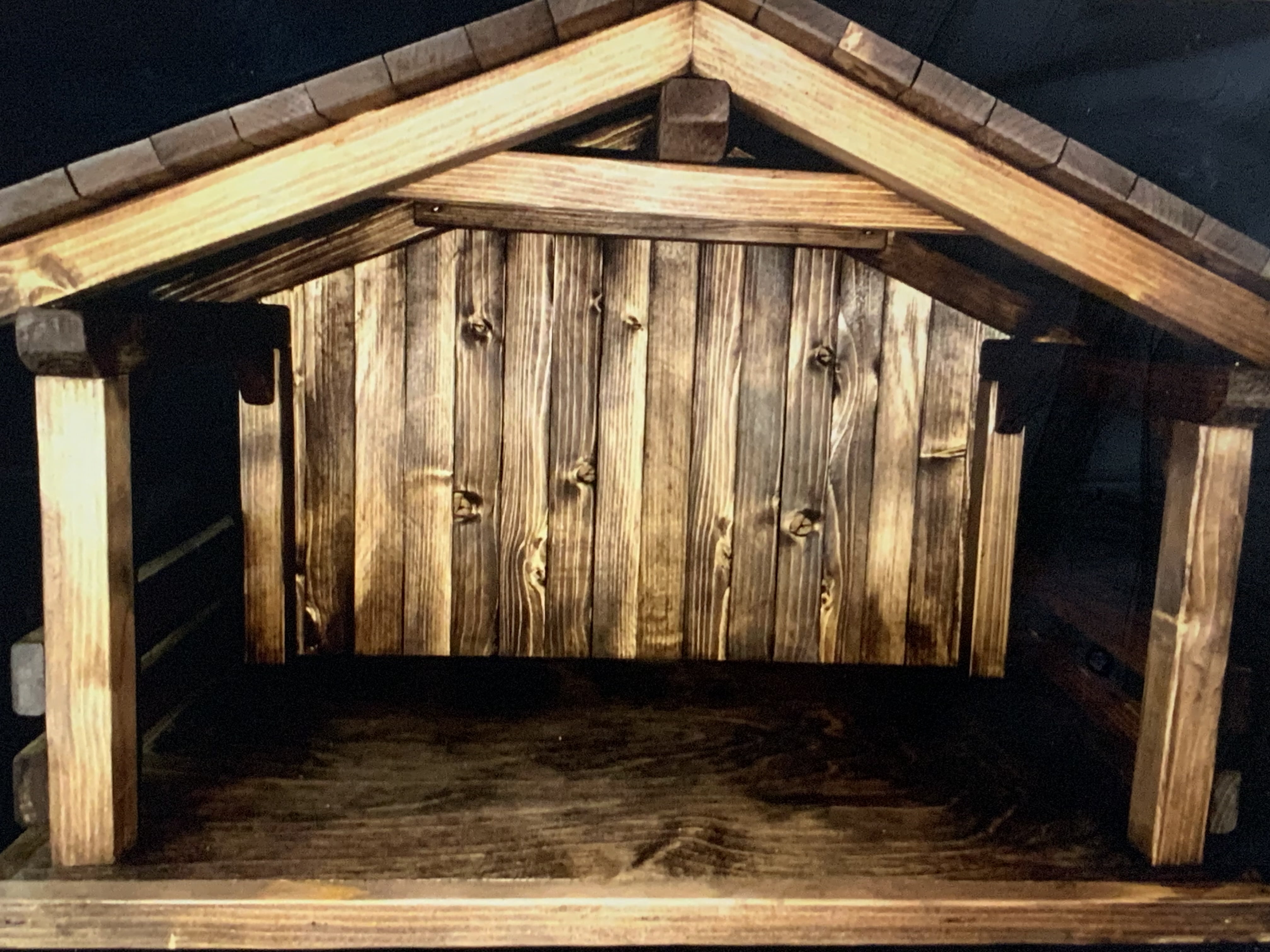 JacobsWoodDesigns Large Wood Nativity Stable/Creche Decorative ...