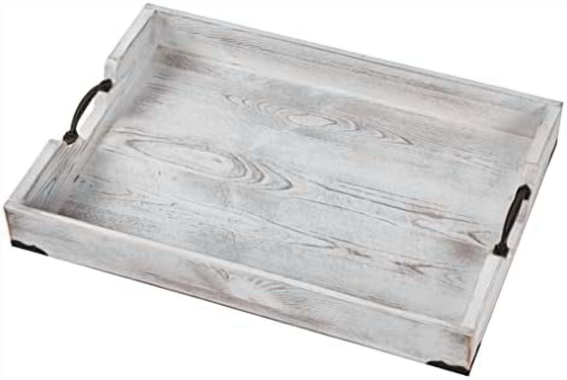 Large Wood Rectangular Serving Tray 20 x 14 Inch Rustic Wooden Ottoman ...
