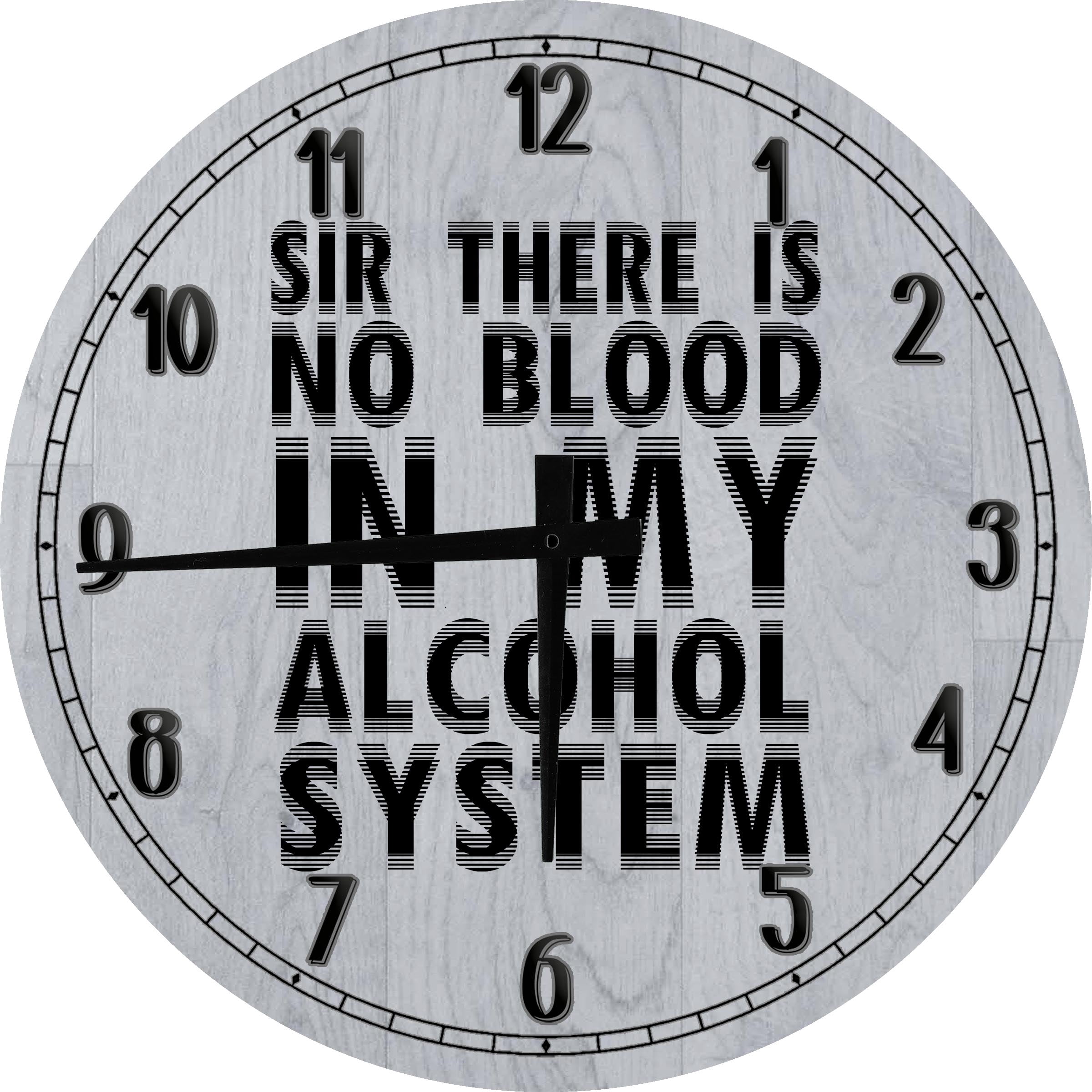 Large Wood Wall Clock 24 Inch Round Bar Wall Art No Blood in My Alcohol ...