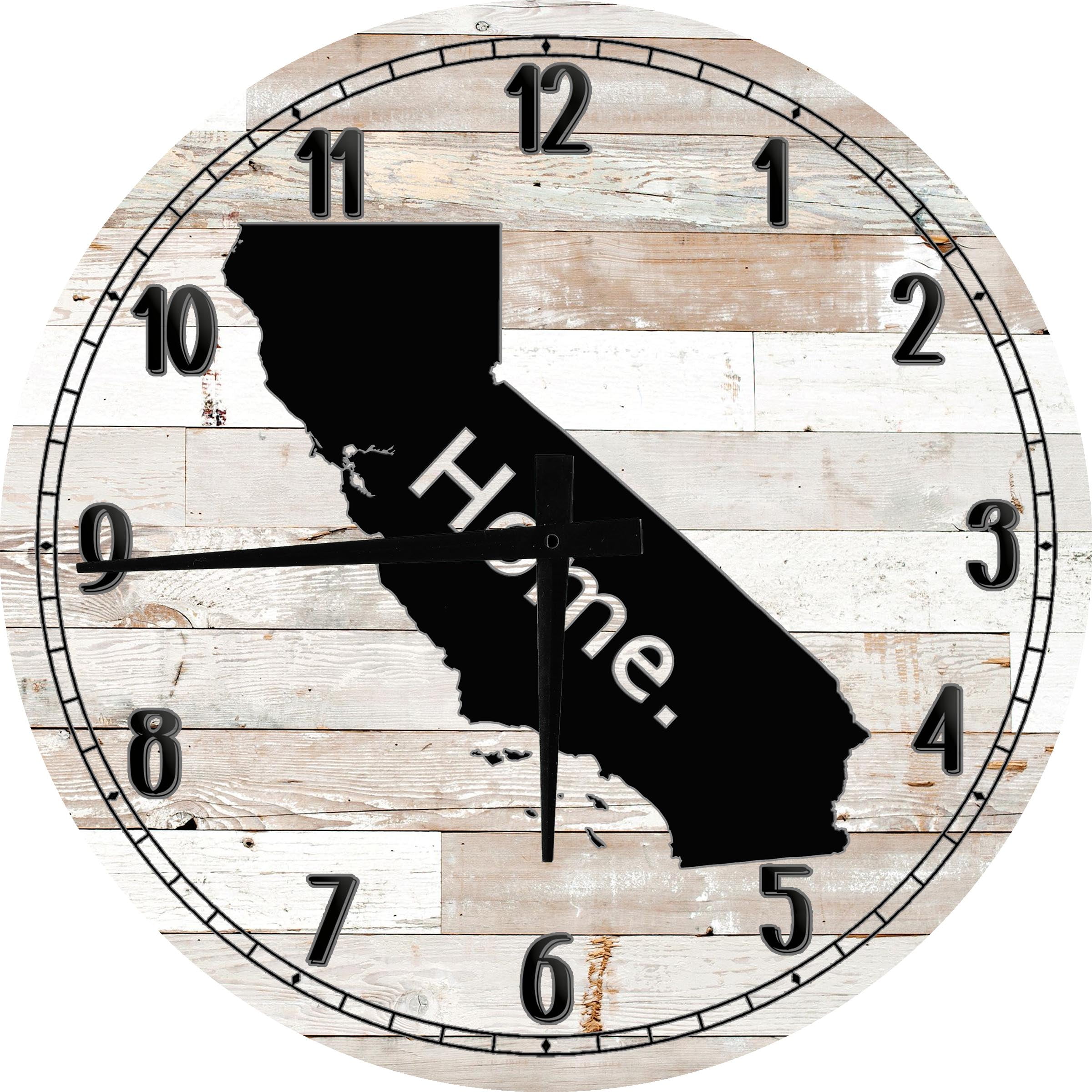 Large Wood Wall Clock 24 Inch Round Cali Wall Art West Coast California ...