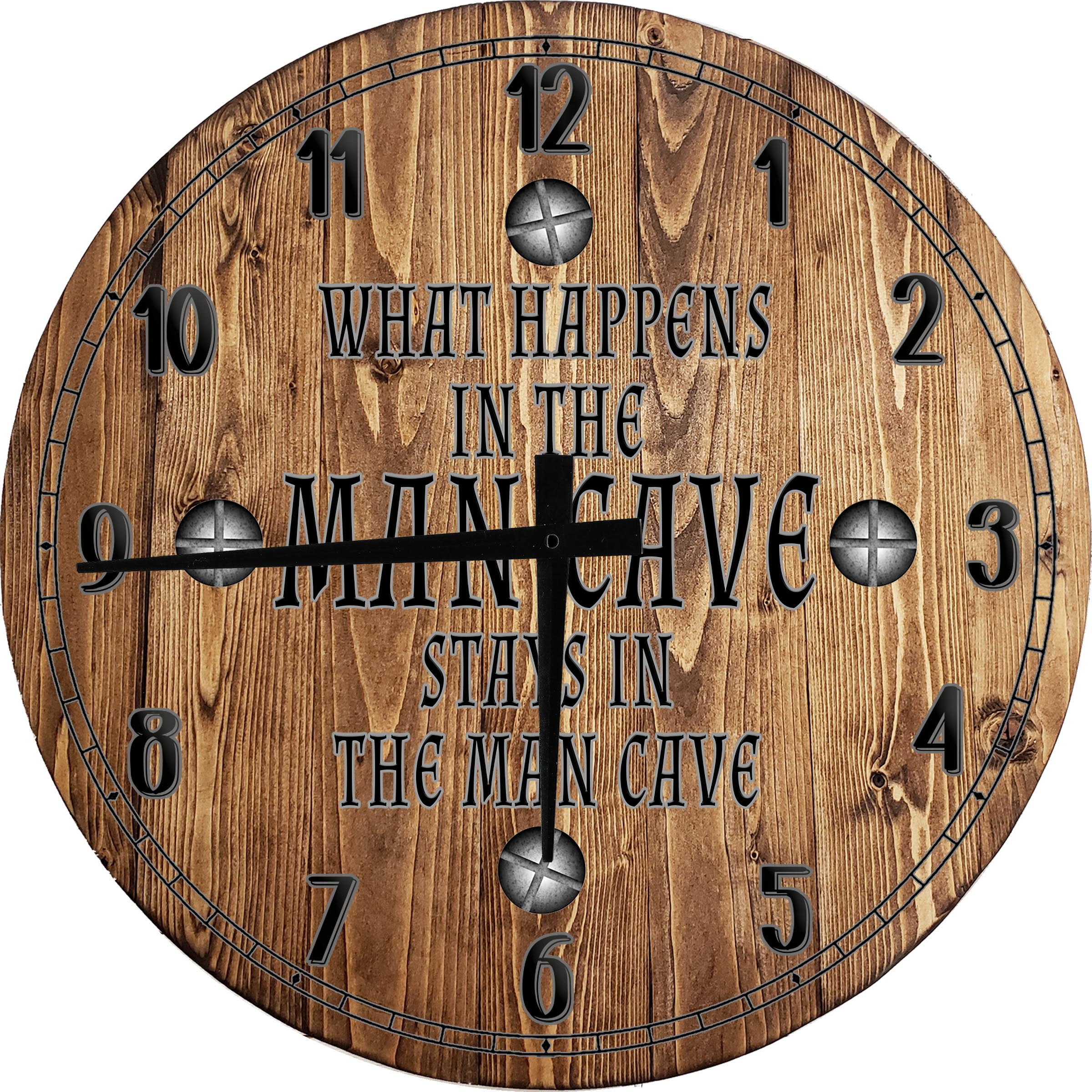 Large Wood Wall Clock 24 Inch Round Clock for Men What Happens in The ...