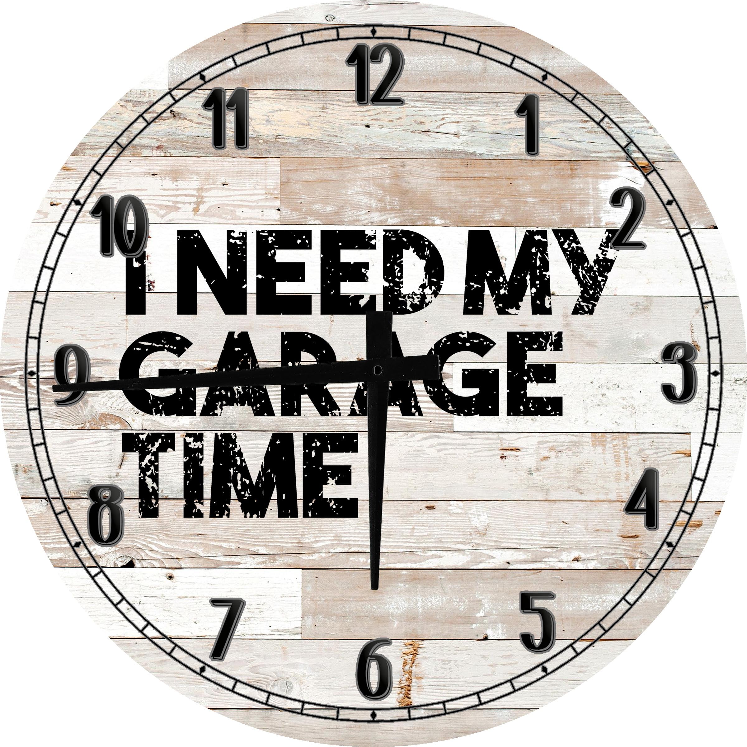 Large Wood Wall Clock 24 Inch Round Clocks for Men I Need My Garage ...