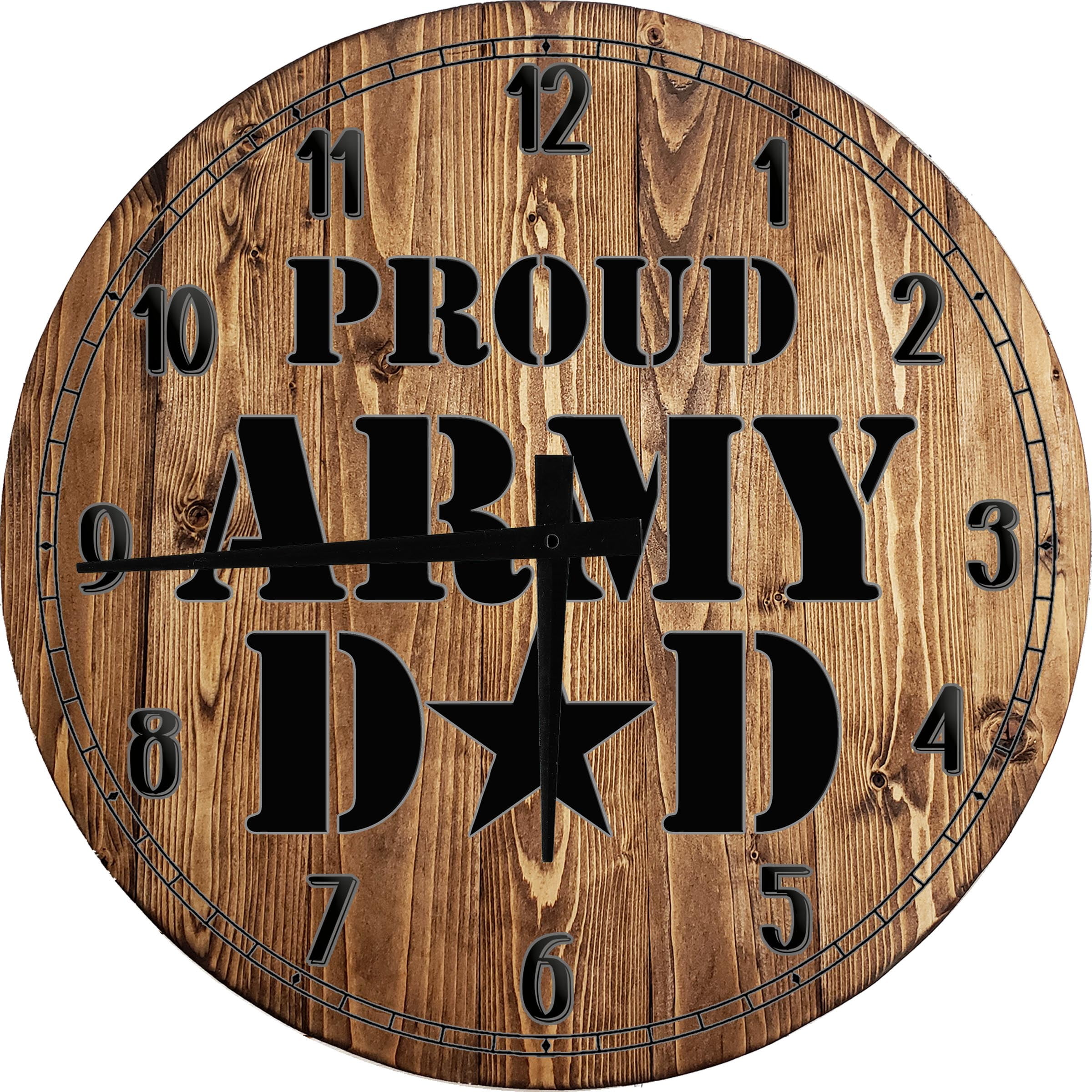 Large Wood Wall Clock 24 Inch Round Clocks for Men Proud Army Dad ...