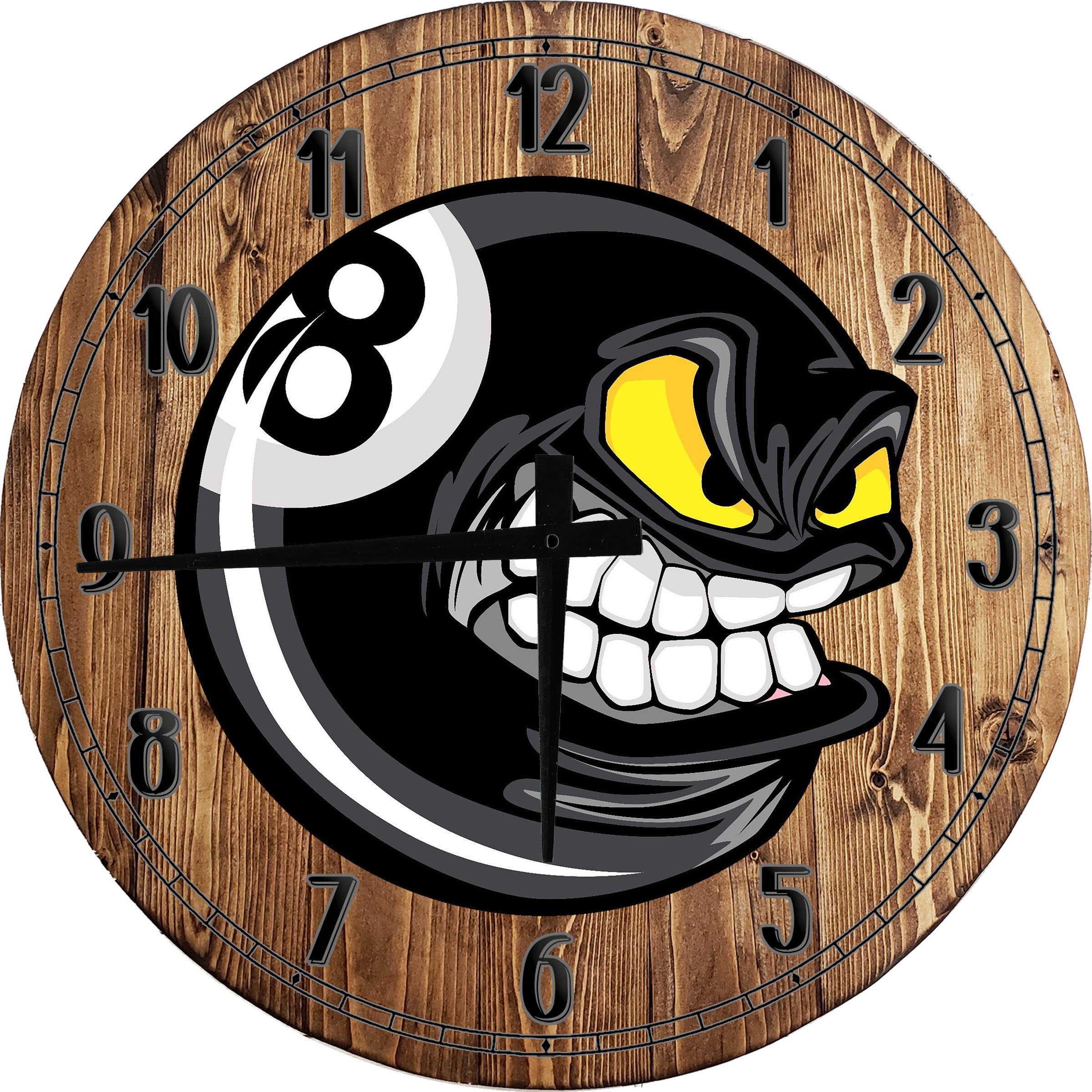 Large Wood Wall Clock 24 Inch Round Game Room Wall Art Cartoon Angry ...