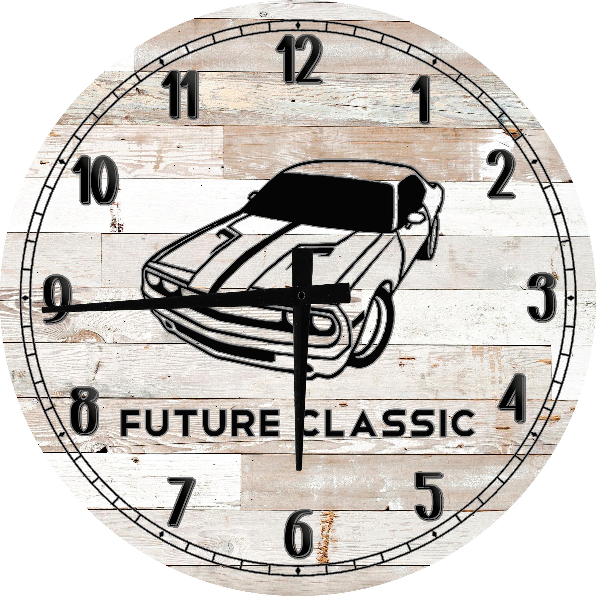 Large Wood Wall Clock 24 Inch Round Garage Wall Art Future Classic ...