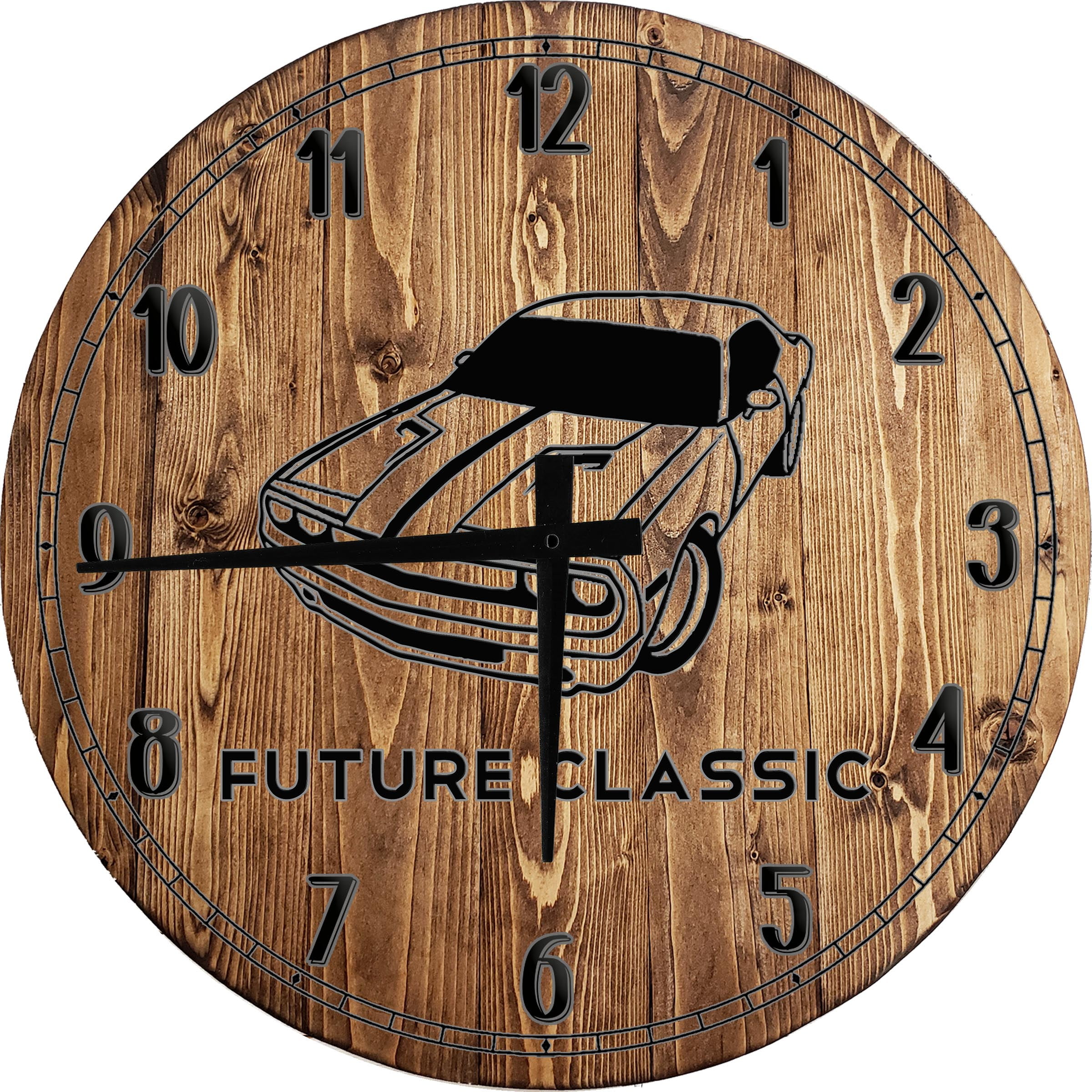 Large Wood Wall Clock 24 Inch Round Garage Wall Art Future Classic ...