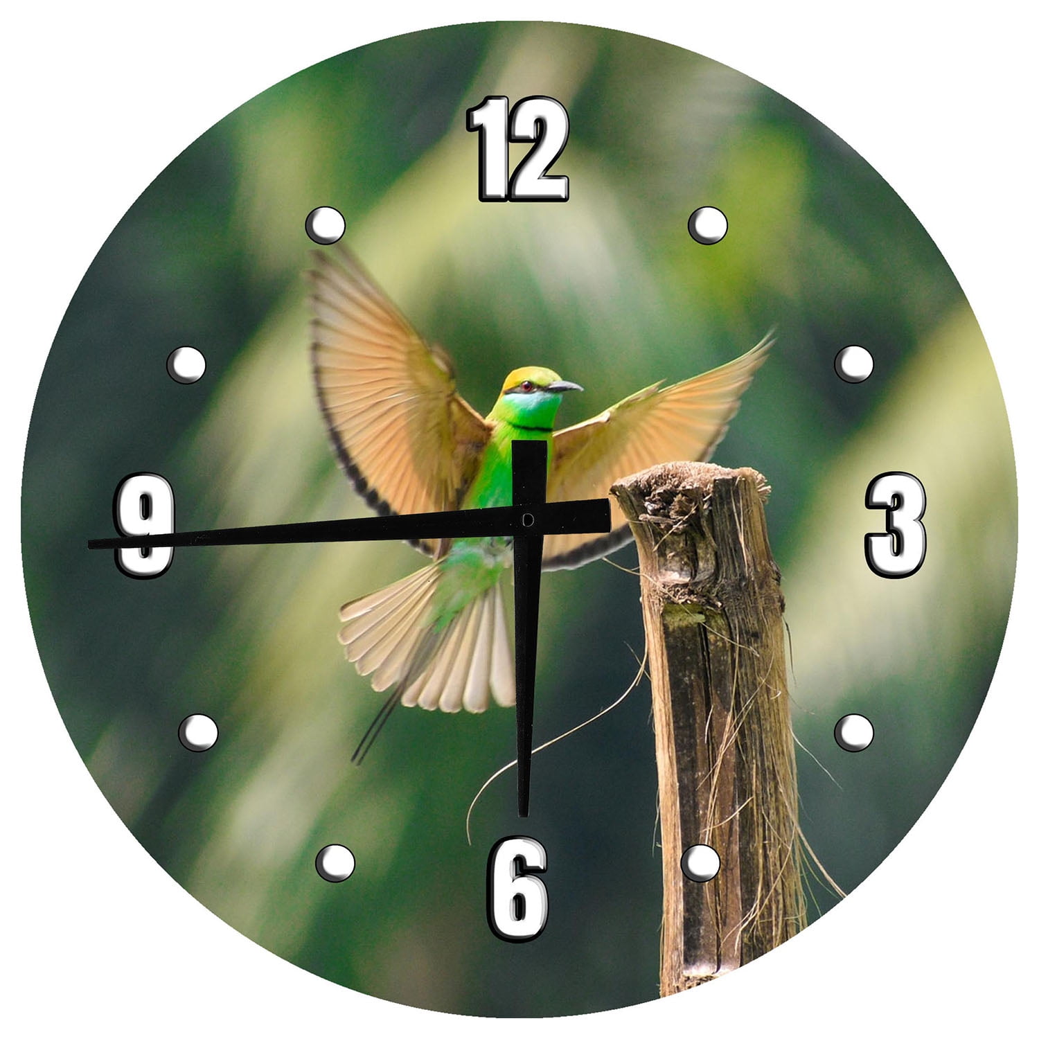 Large Wood Wall Clock 24 Inch Round Hummingbird Bird in Flight Round ...