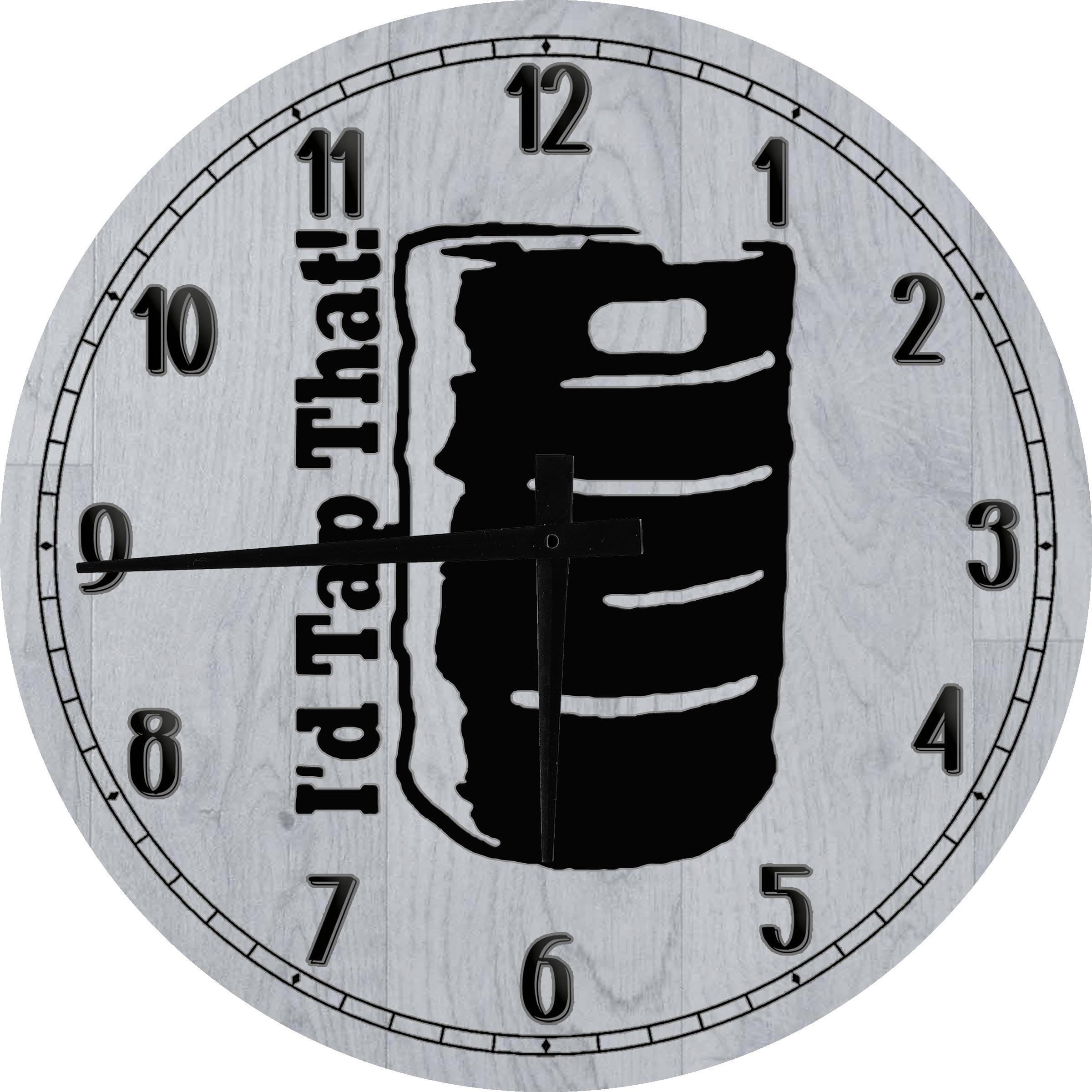 Large Wood Wall Clock 24 Inch Round I'd Tap That Beer Drinking Keg ...