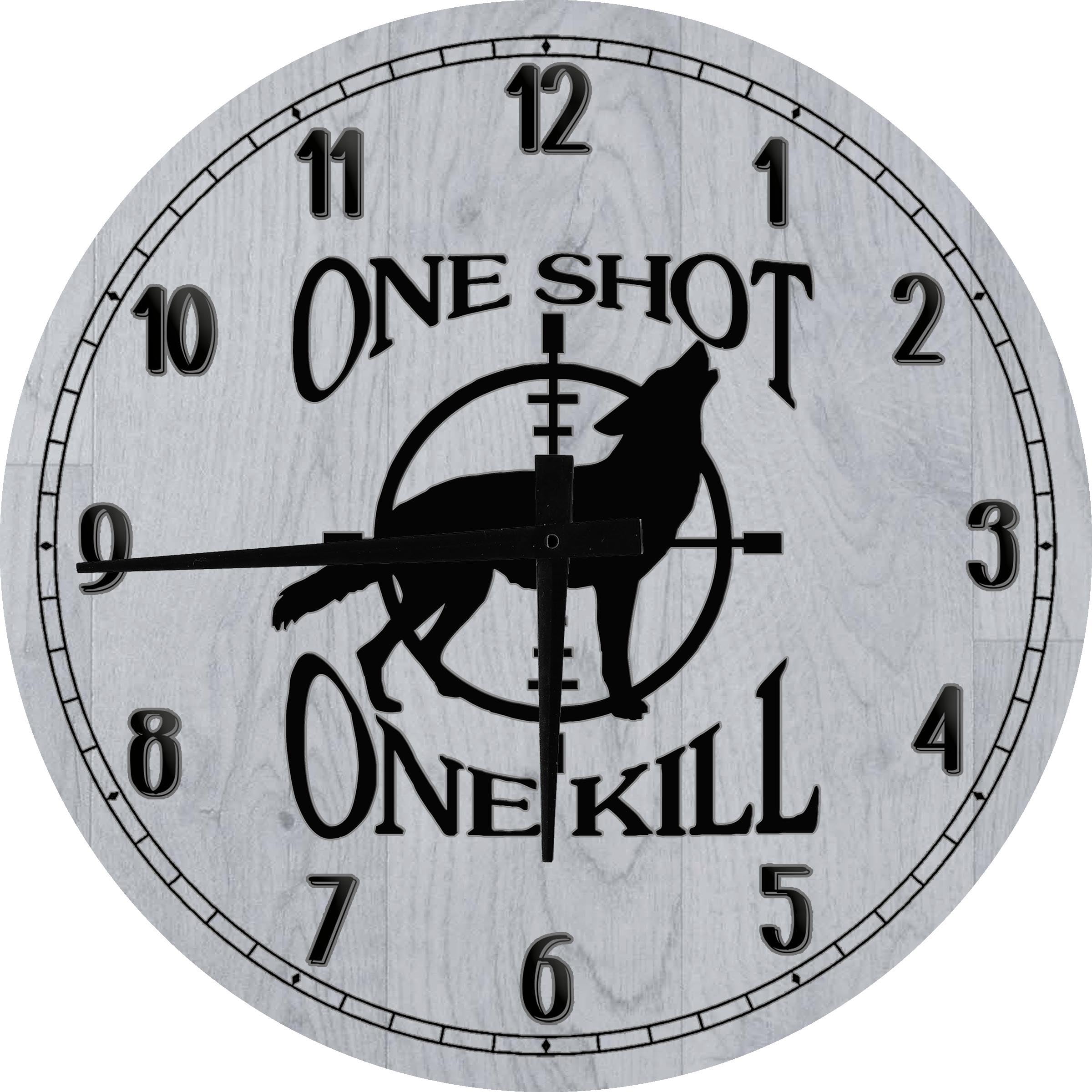 Large Wood Wall Clock 24 Inch Round One Shot One Kill Coyote Hunting ...