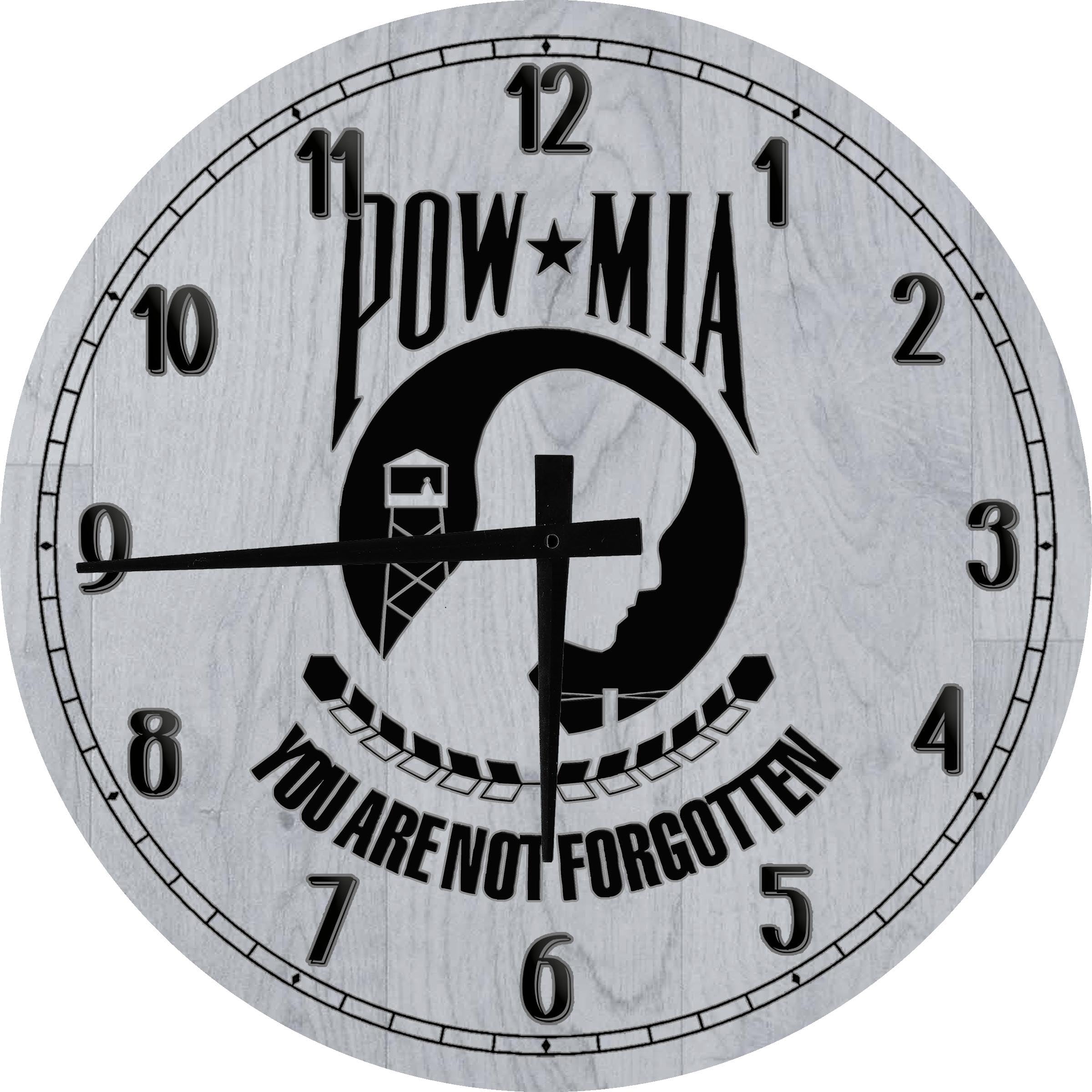 Large Wood Wall Clock 24 Inch Round POW MIA Military Vietnam Veteran ...