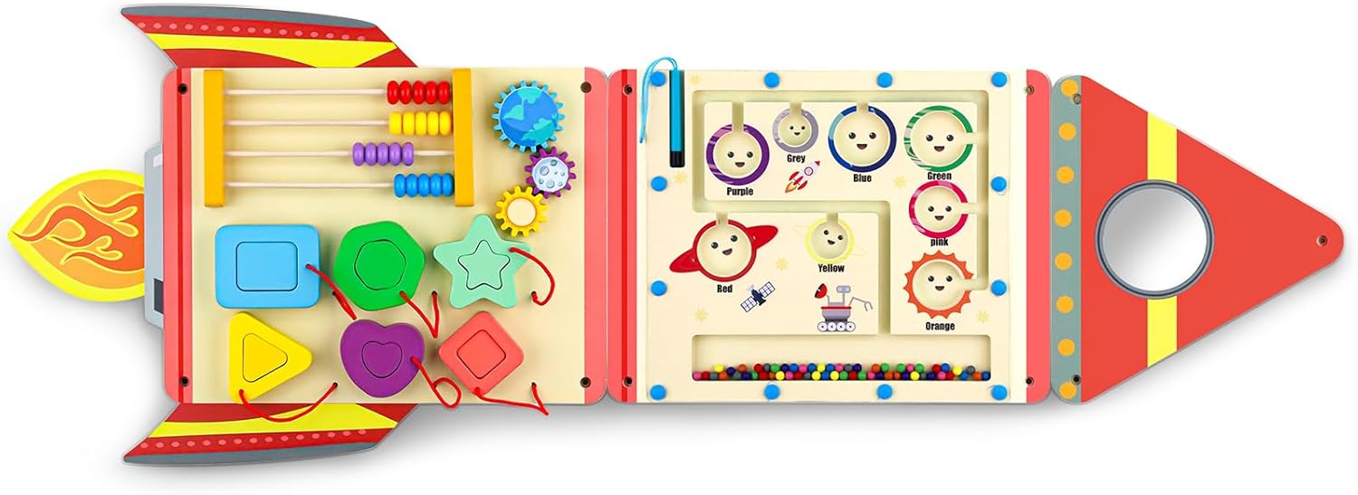Large Wooden Activity Wall Busy Board, Montessori Sensory Wall Panel ...