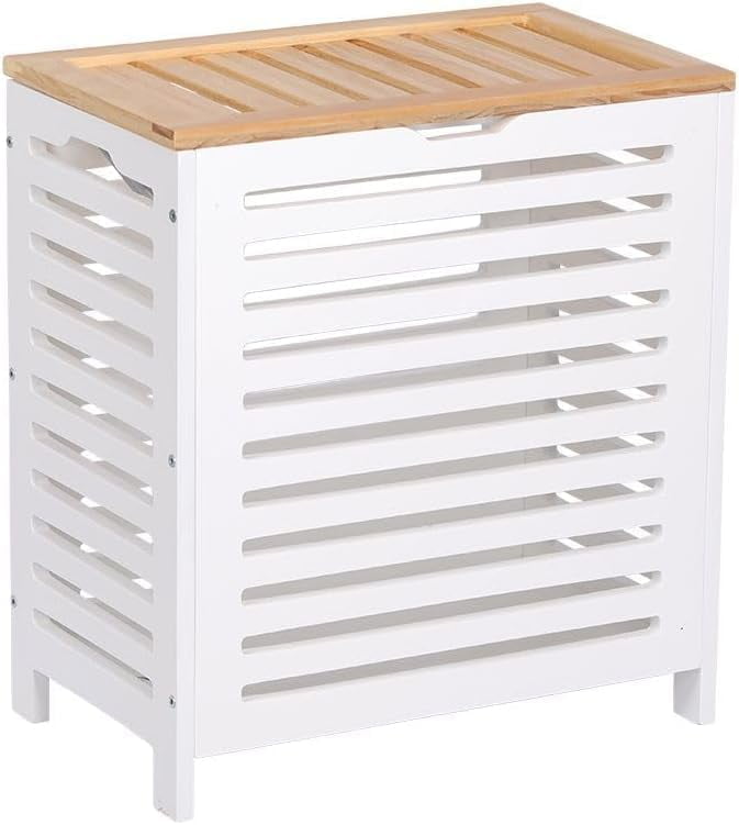 Large Wooden Bamboo Hamper With Lid Laundry Clothes Storage Bins ...