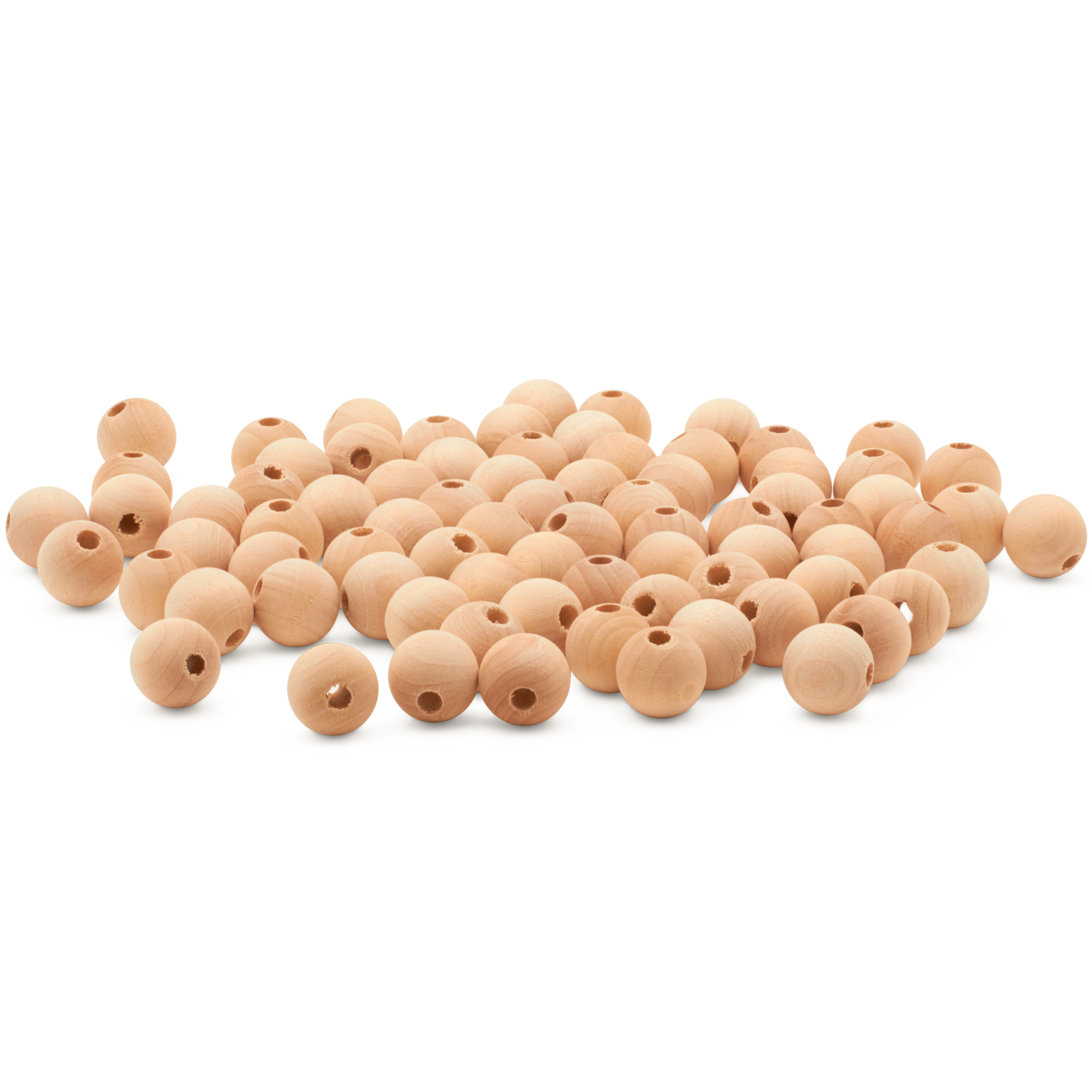 Large Wooden Beads for Crafts - Pack of 100 14mm 9/16 x 5/32 Inch Hole ...