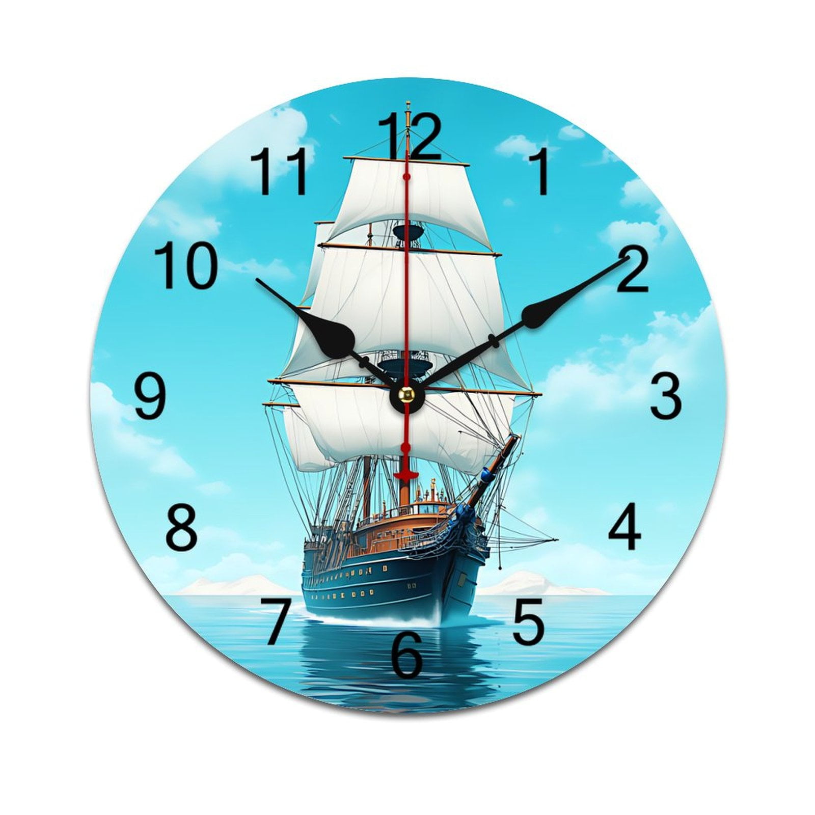 Large Wooden Boat Seagull Ocean Word Saying Big Wall Clock Home Decor ...